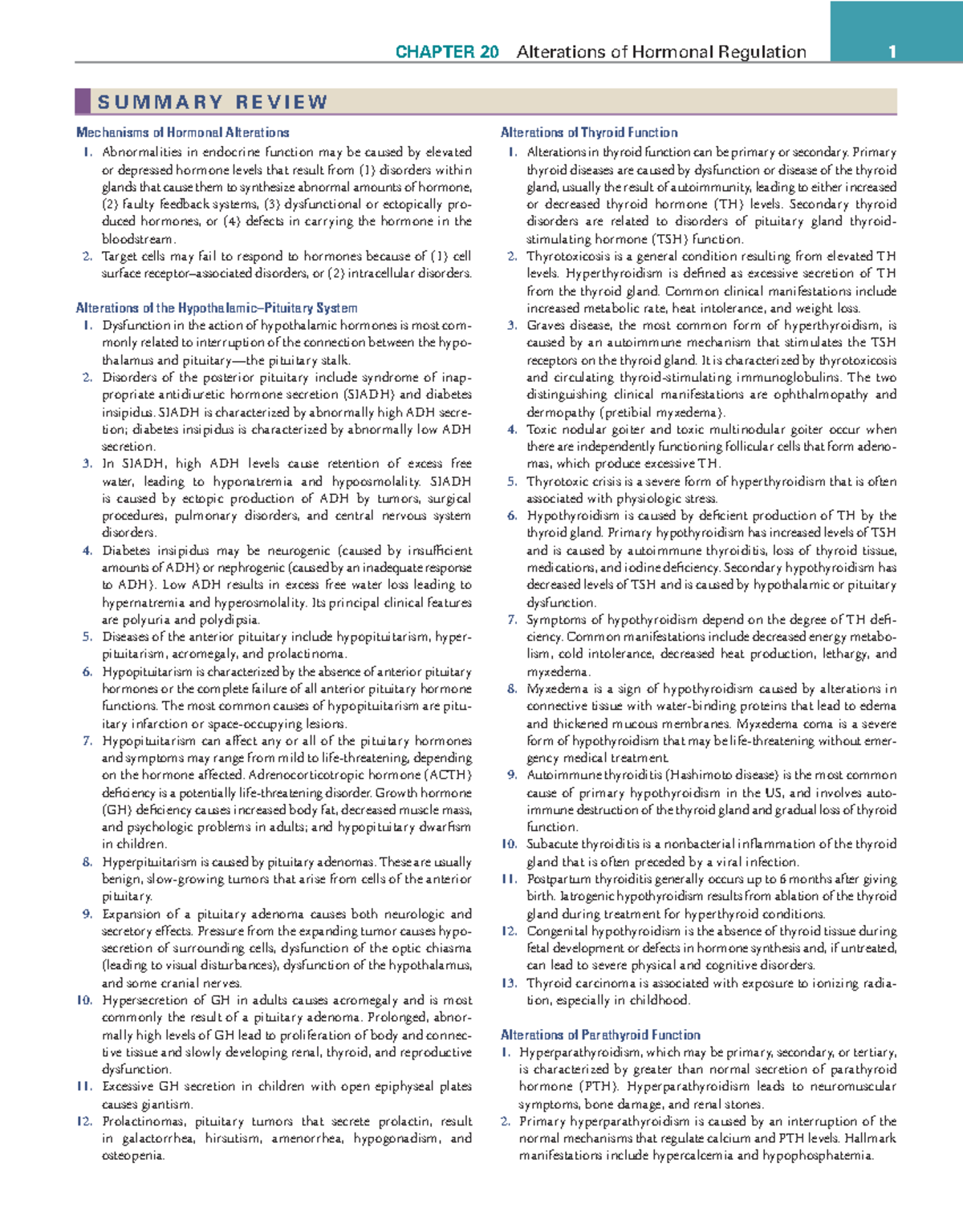 Chapter 20 Summary: Hormonal Regulation and Exam 2 Insights - Studocu