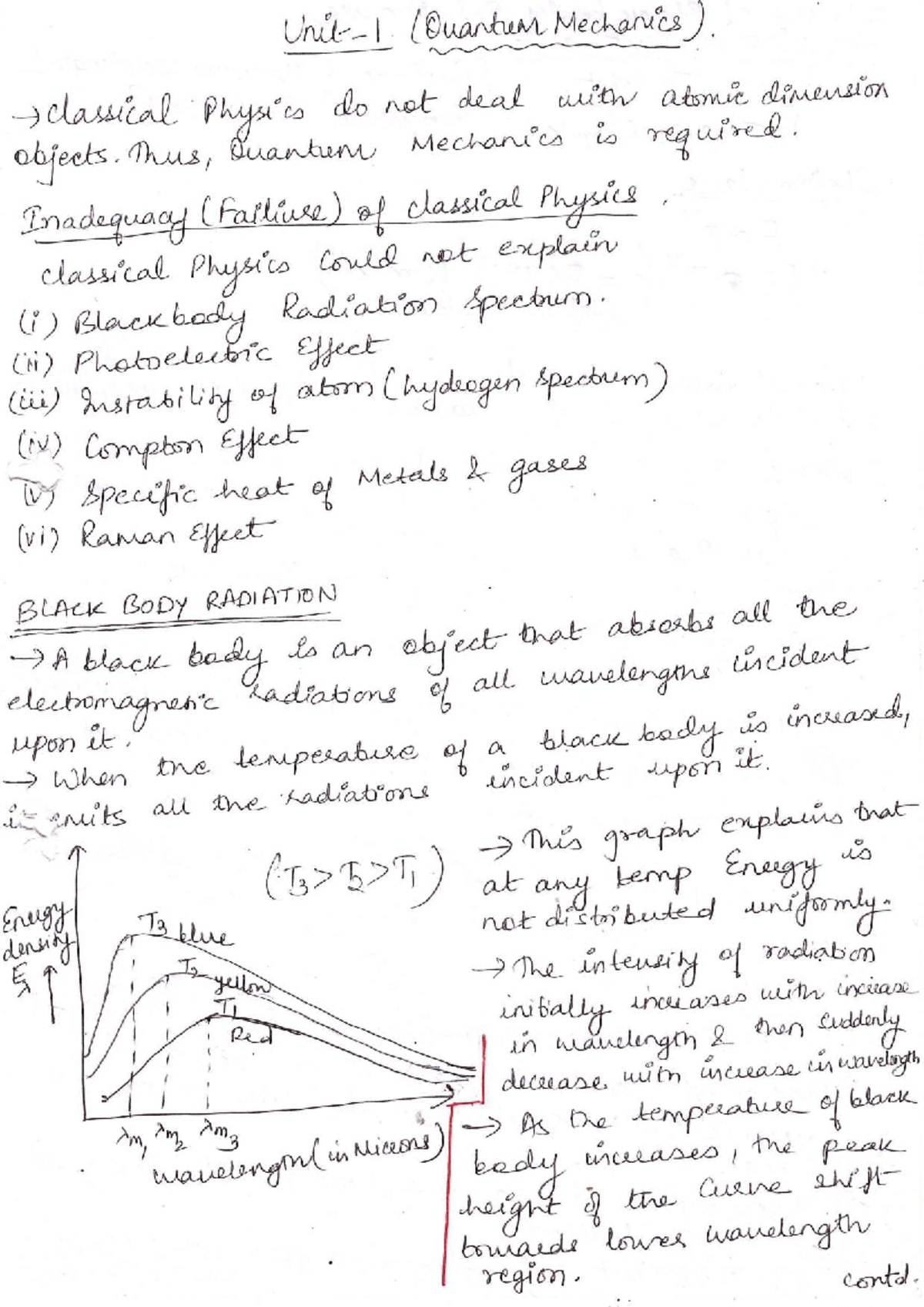 Quantum Mechanics: UNIT 1 Notes on Black Body Radiation & Compton ...