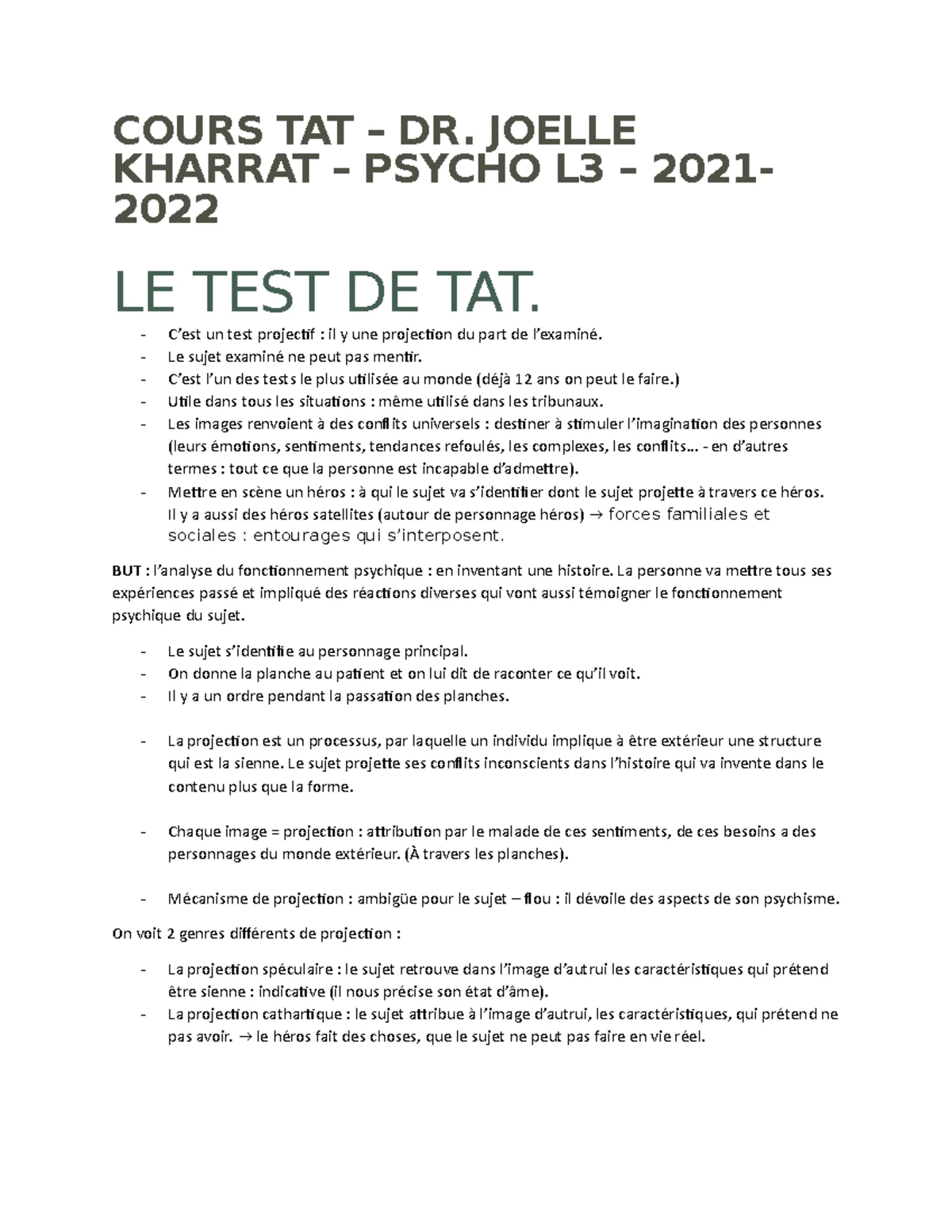 Cours - Le Thematic Apperception Test (TAT) - COURS TAT – DR. JOELLE ...