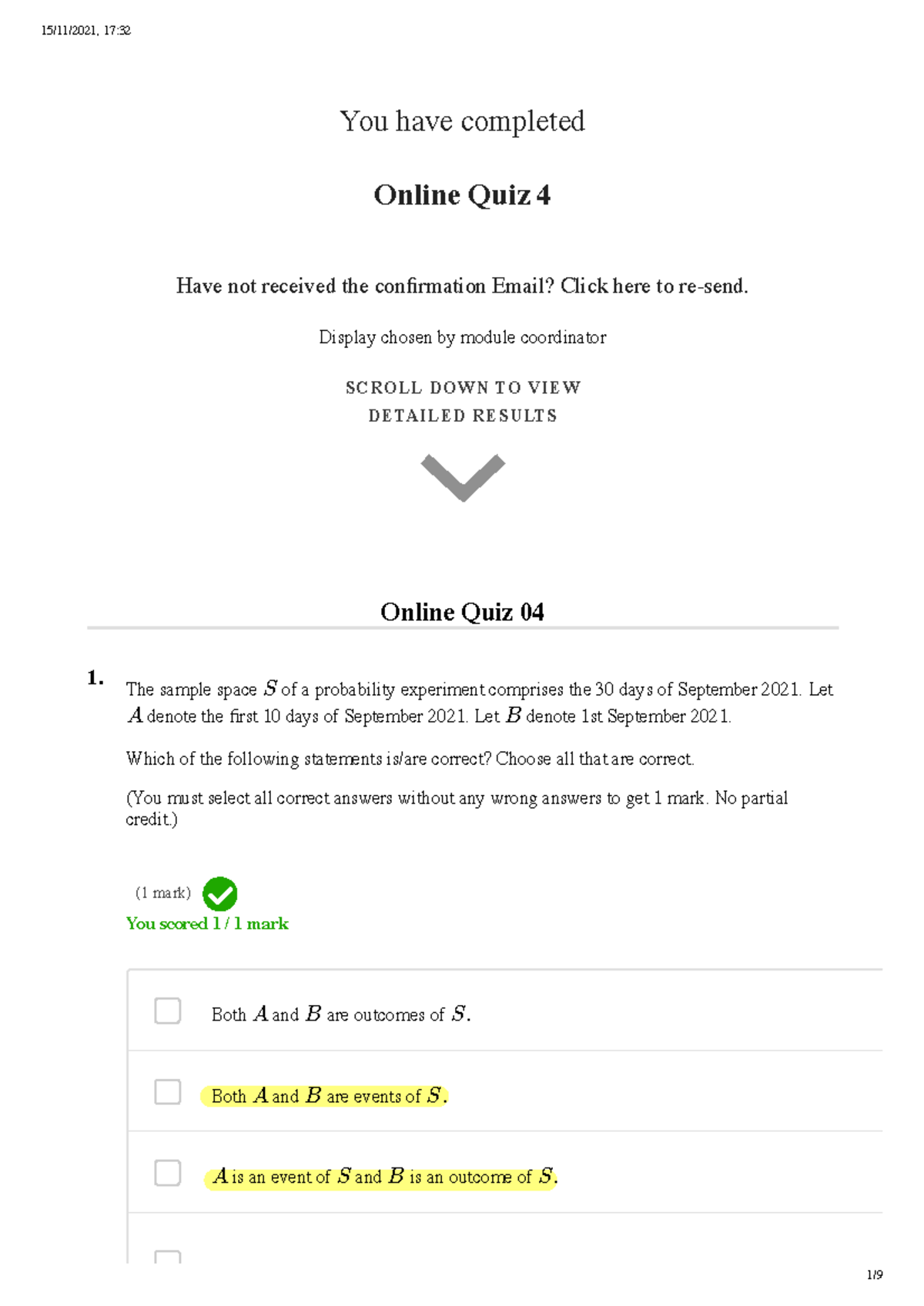 Quiz 4 - Probability Concepts and Analysis - Studocu