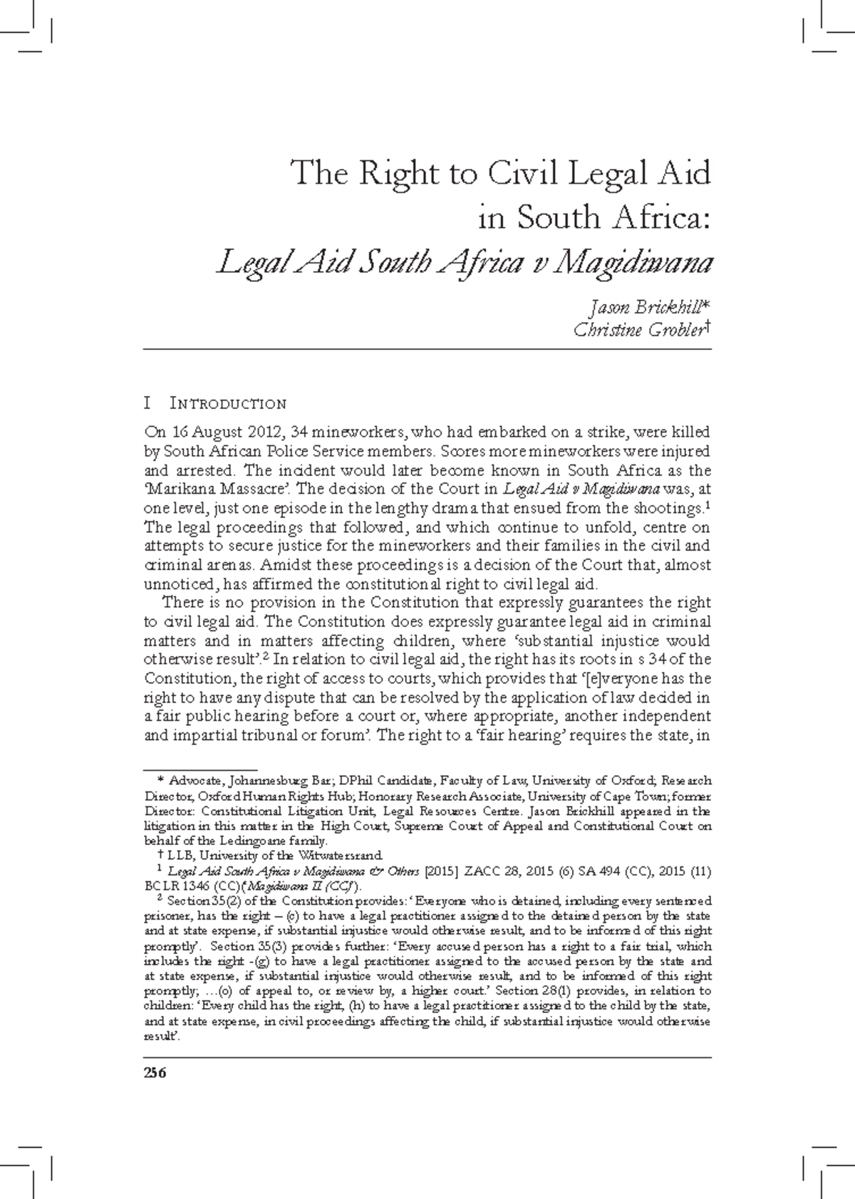 The Right to Civil Legal Aid: Legal Aid South Africa v Magidiwana (CCR ...