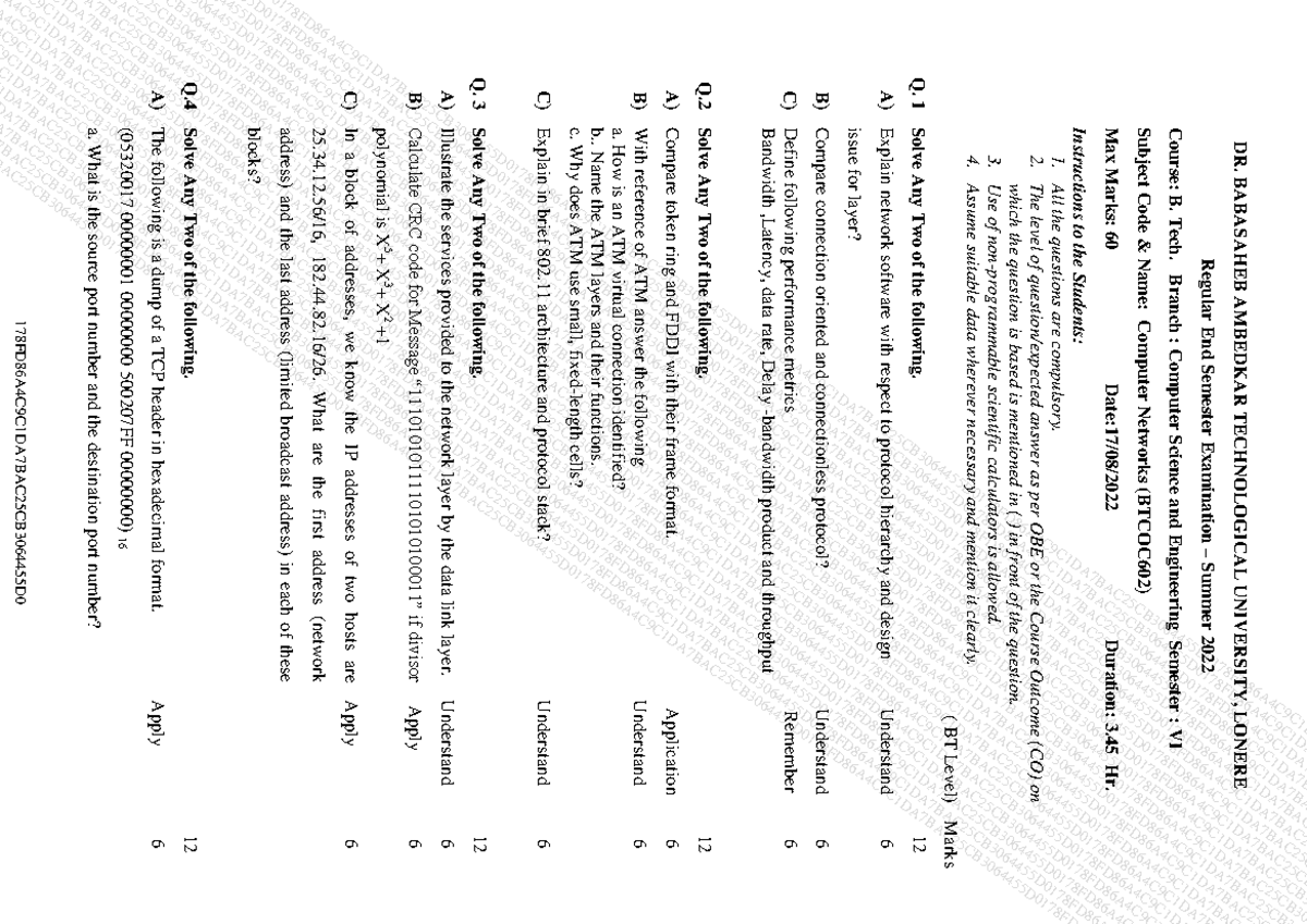 Computer Networks Exam Notes - BTCOC602 - Studocu