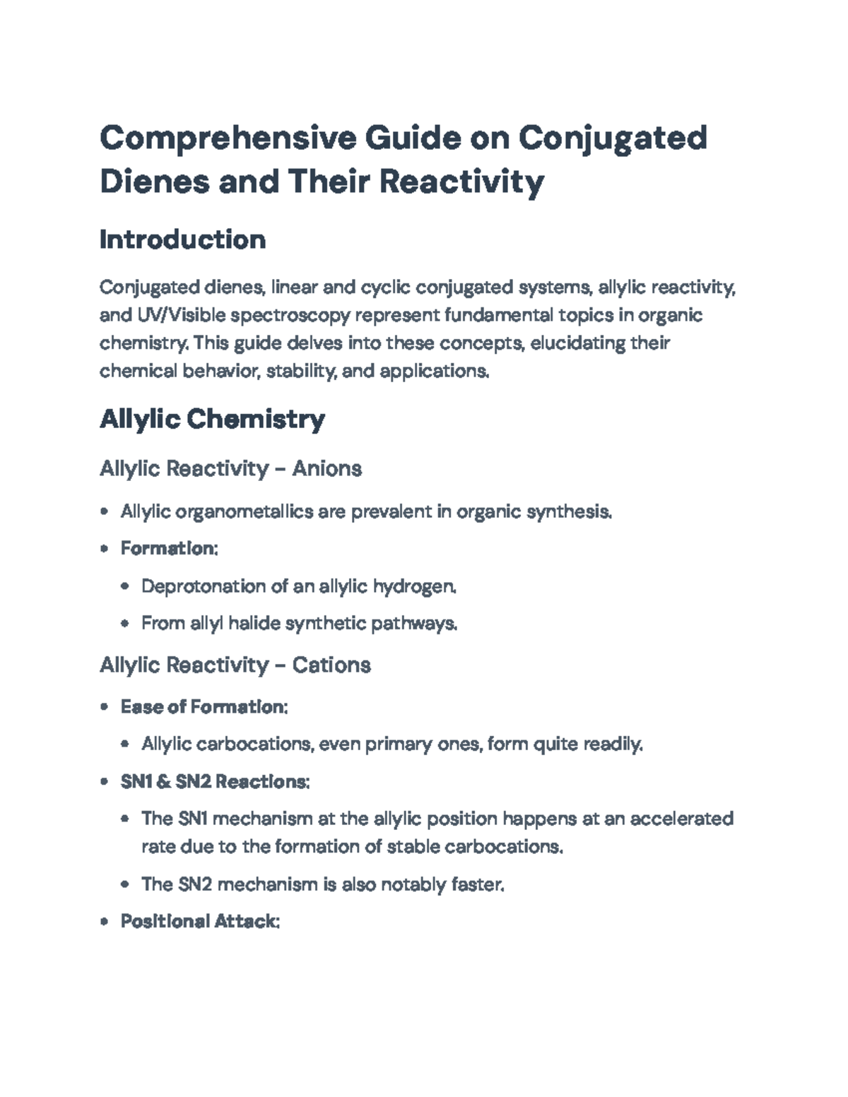 Guide to Conjugated Dienes: Reactivity, Spectroscopy, and Mechanisms ...