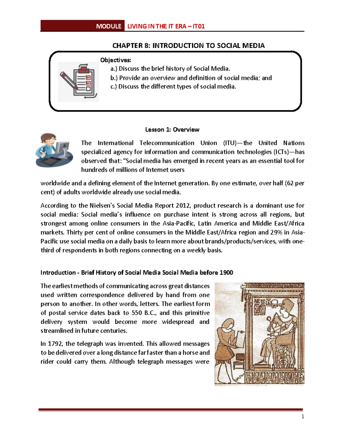 IT01 Chapter 8 - Social Media Overview and History - Studocu