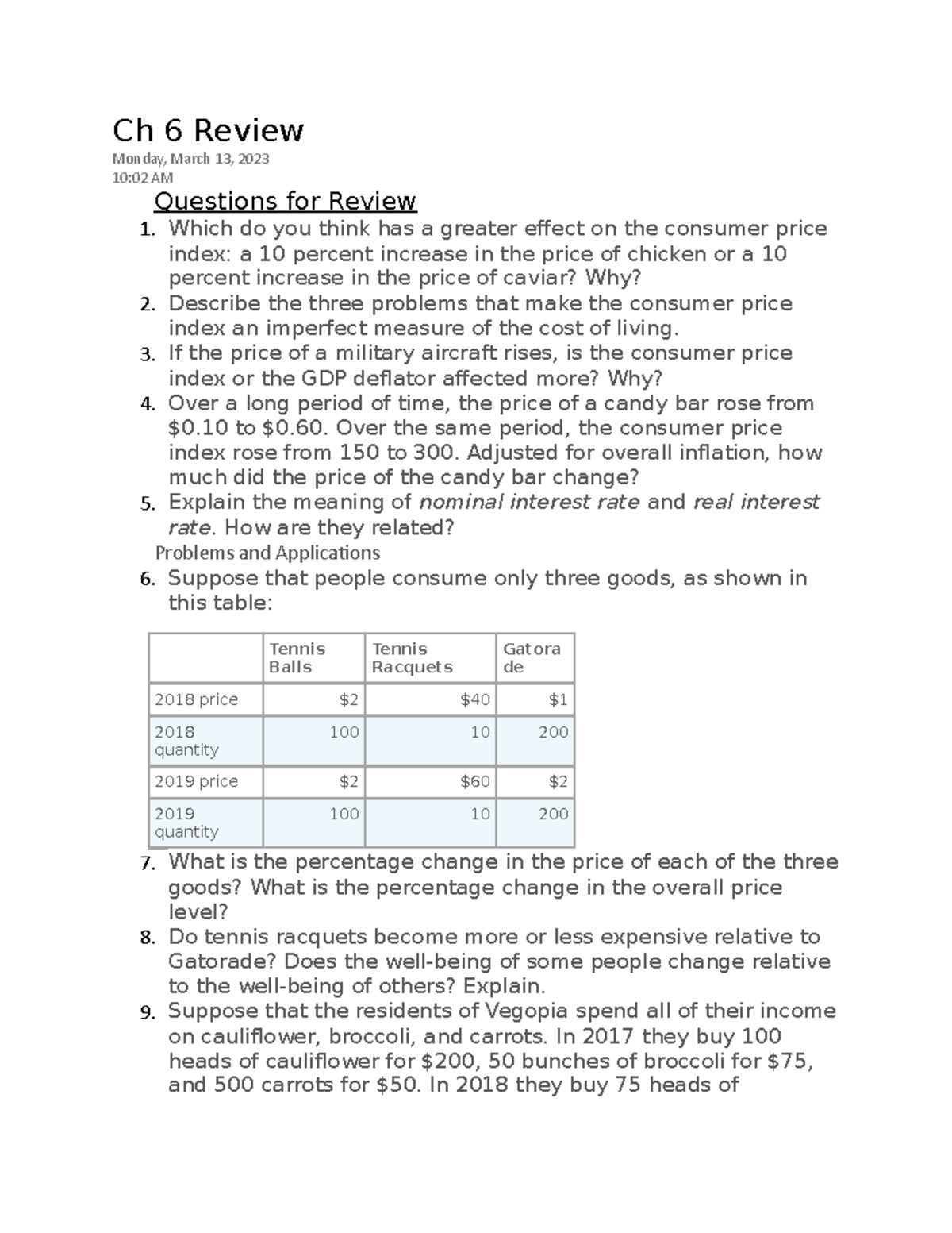 Ch 6 Review - notes - Ch 6 Review Monday, March 13, 2023 10:02 AM ...