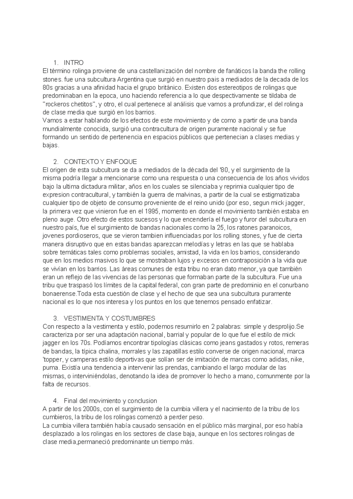 Resumen de la Subcultura Rolinga en Argentina: Origen y Evolución - Studocu