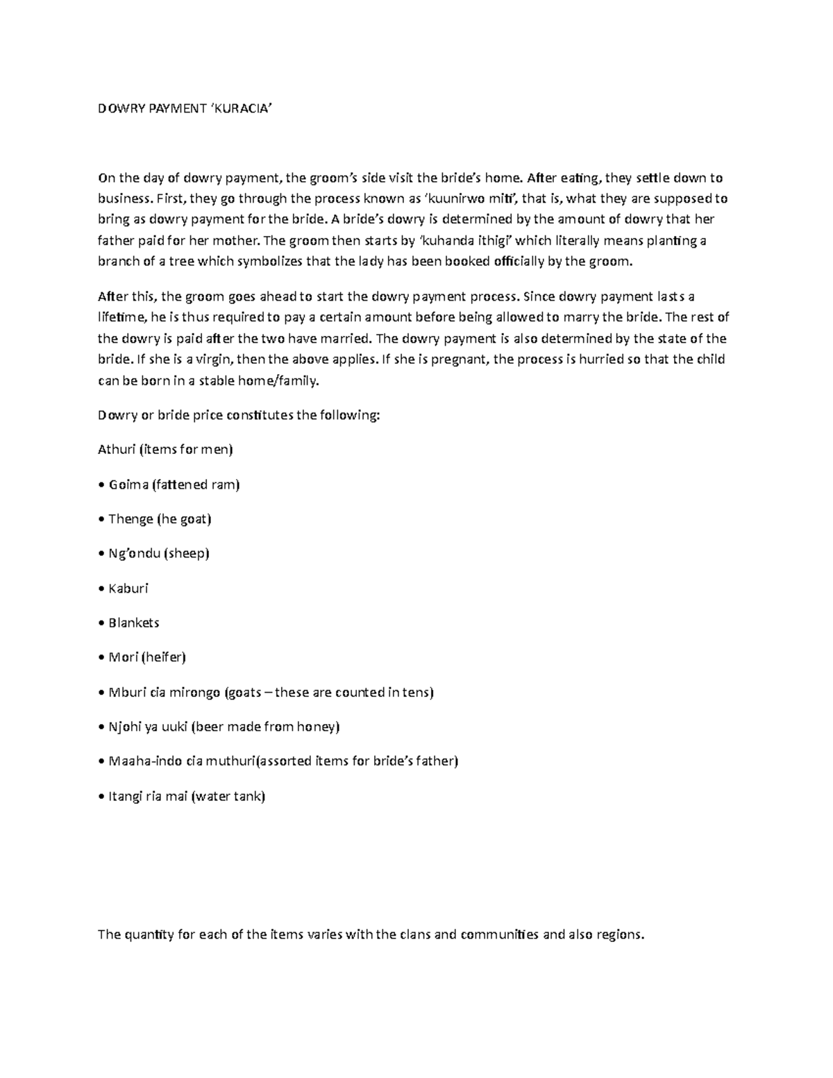 Dowry Payment of law - Introduction to law - Studocu