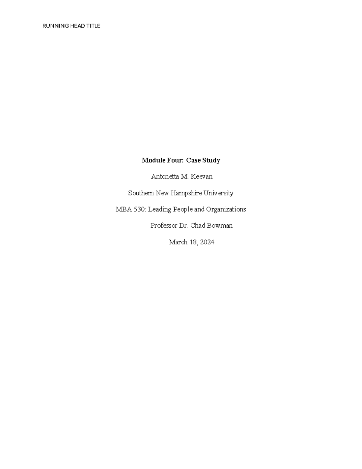 MBA 530 Case Study: Effective APA Formatting Guidelines - Studocu