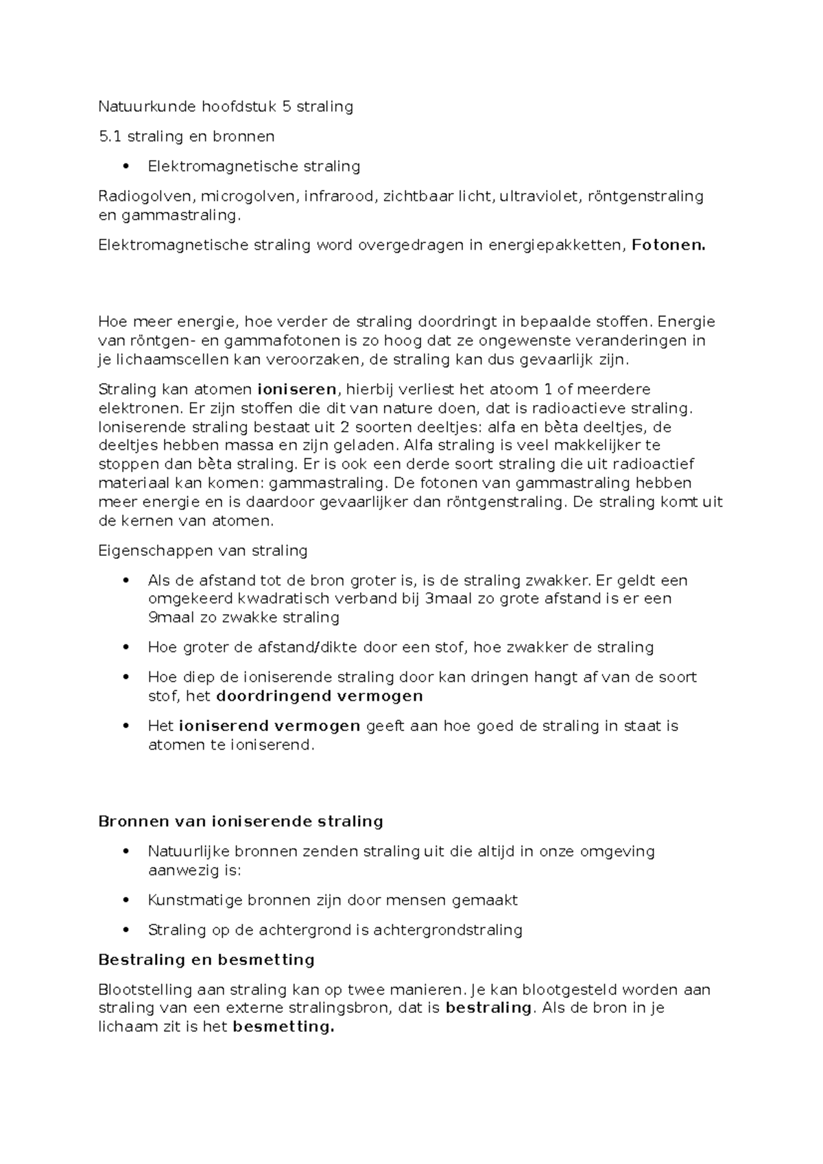 Natuurkunde H5: Straling en Bronnen - Hoofdstuk 5 Samenvatting ...