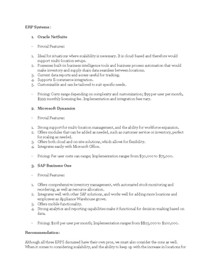 Appliance Warehouse Module 9 - BINF 3362 - Studocu