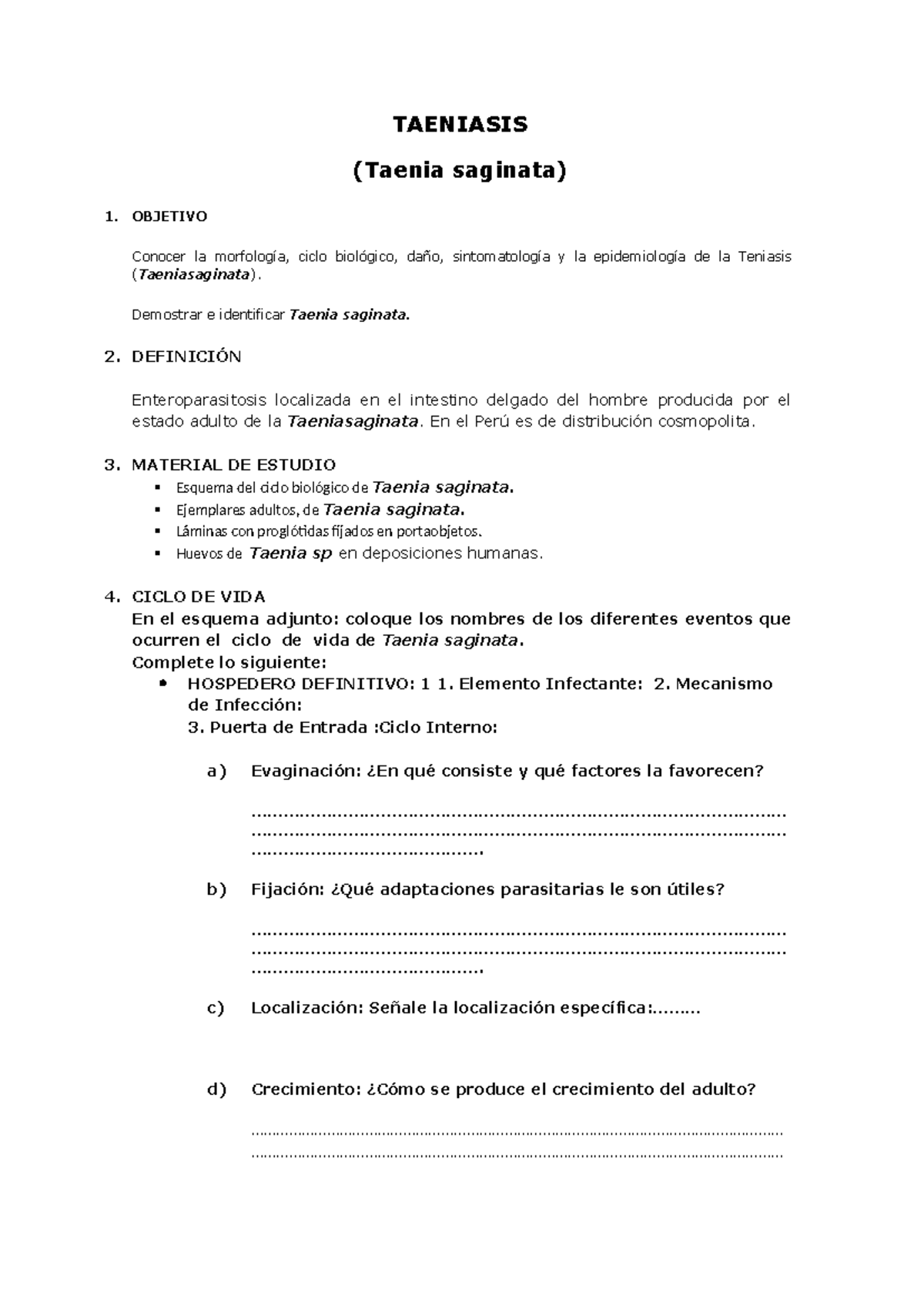Estudio sobre Taeniasis: Morfología, Ciclo Biológico y Epidemiología ...