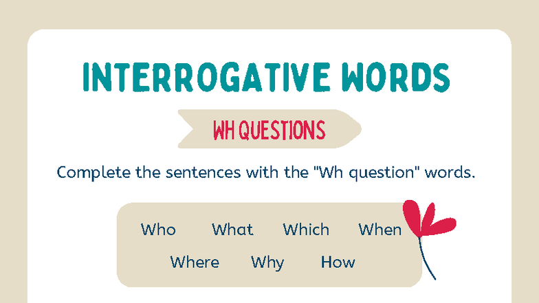 WH Questions Practice: Complete the Sentences - Studocu