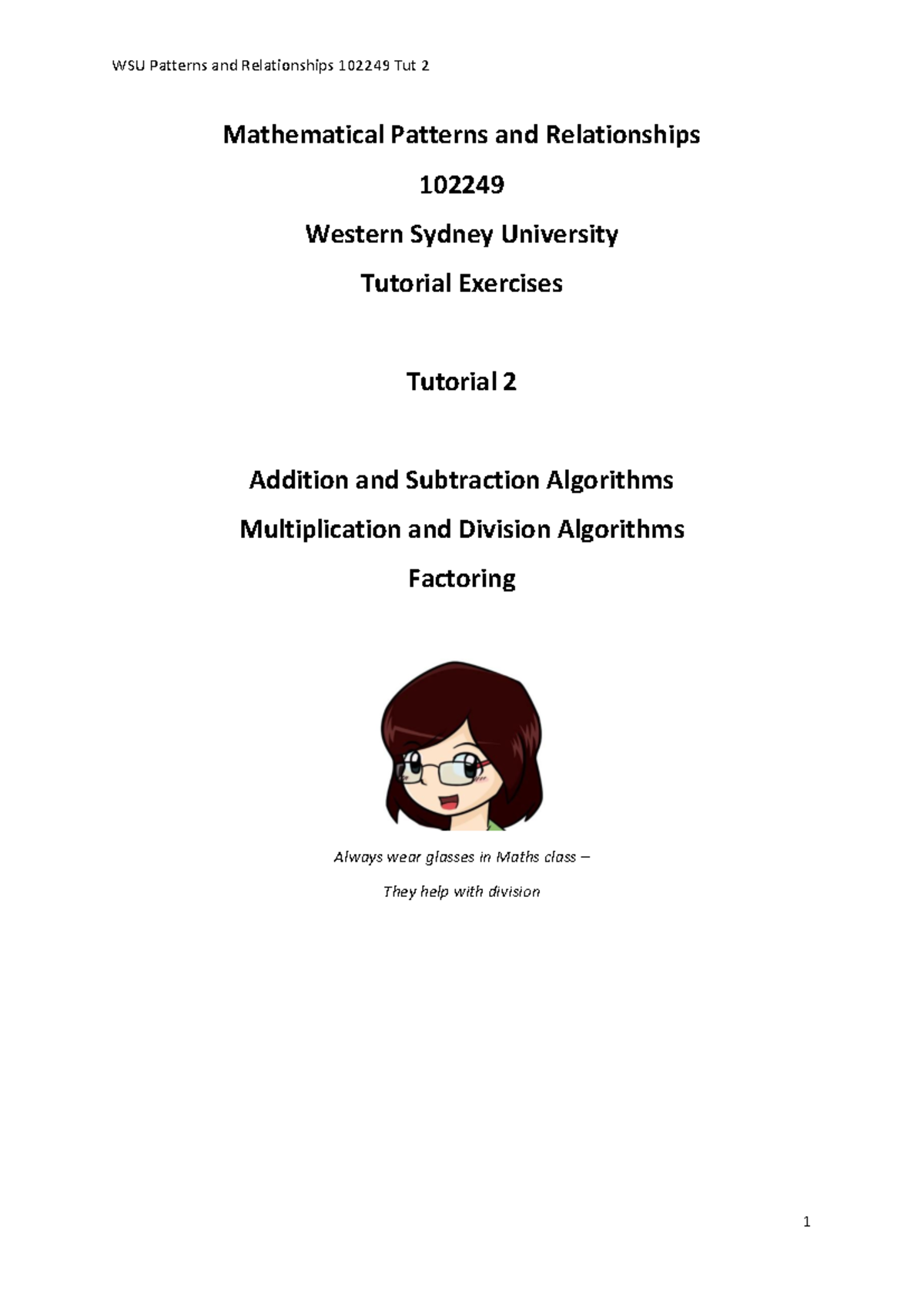 Math week 2 - notes - Mathematical Patterns and Relationships 102249 ...