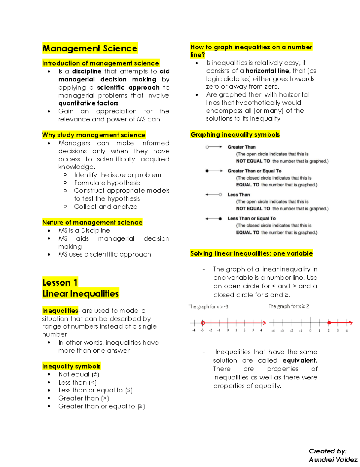 Management Science (MS) - Key Concepts and Lessons Notes - Studocu