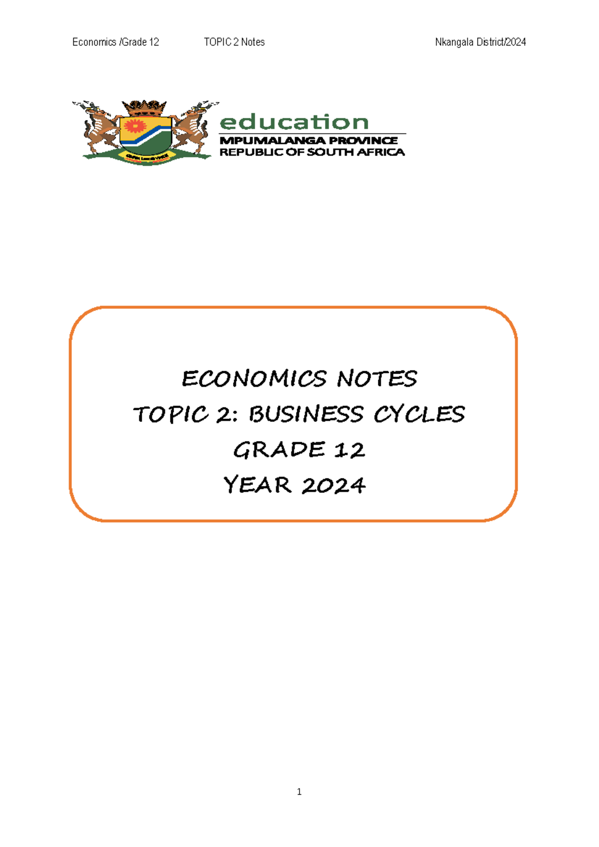Grade 12 ECON 2024 Final Exam Notes: Business Cycles Overview - Studocu