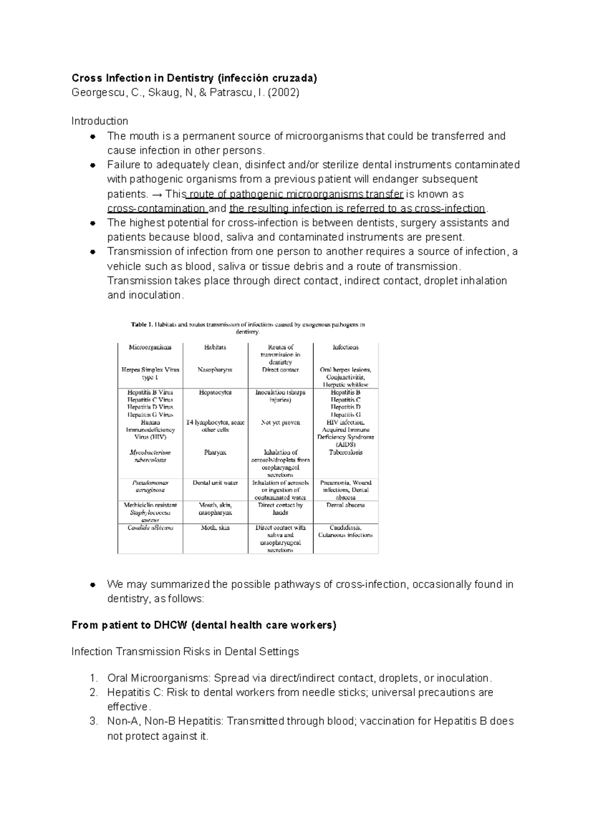 Cross Infection in Dentistry - , Skaug, N, & Patrascu, I. (2002 ...