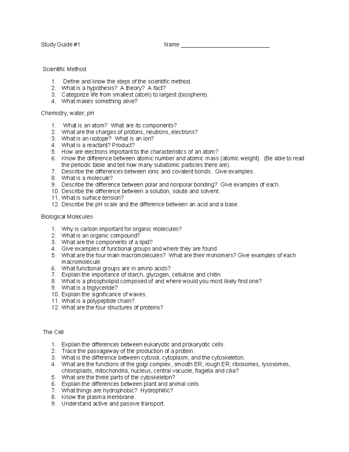 Scientific Method Study Guide #1: Key Concepts and Definitions - Studocu