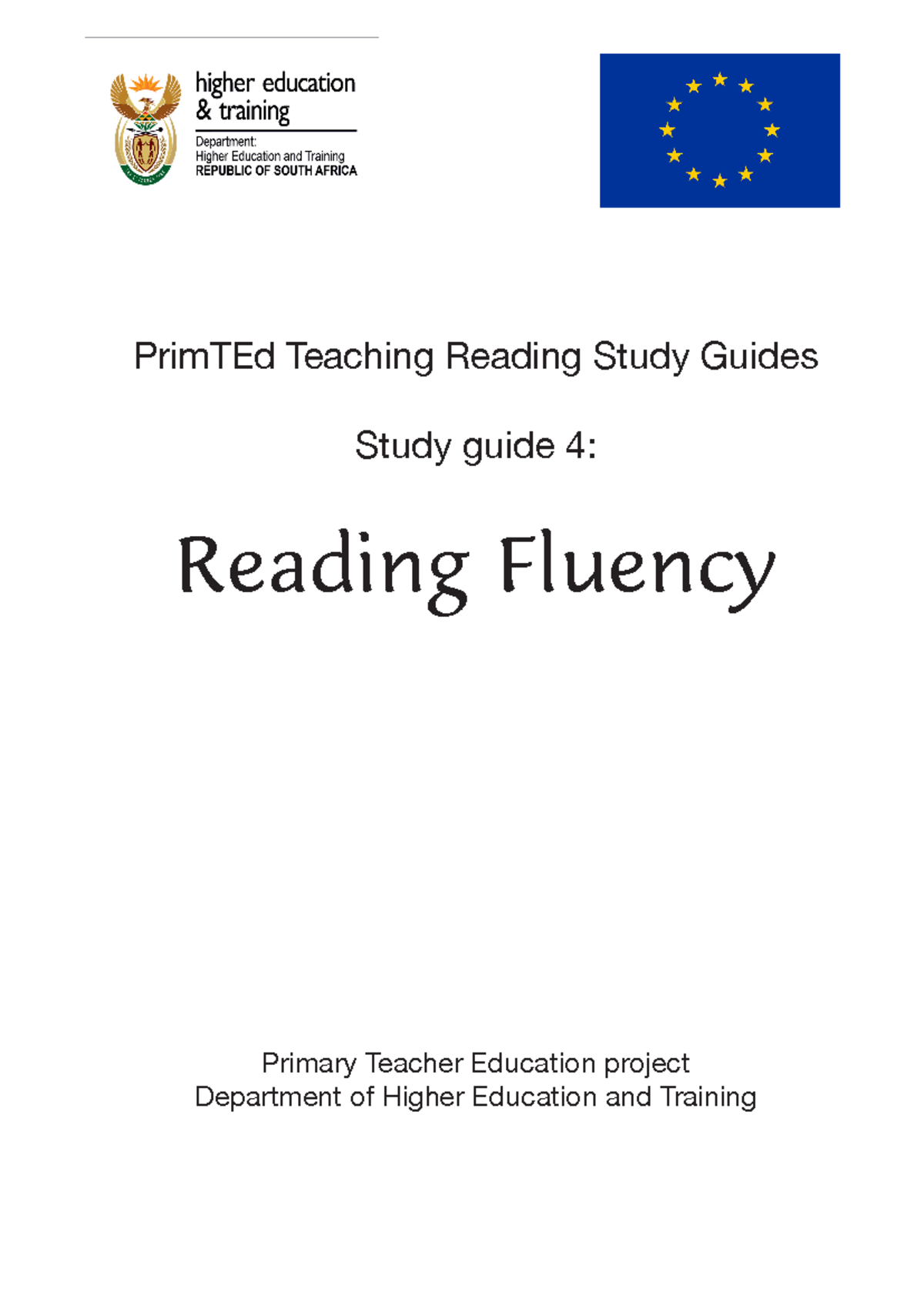 Reading Fluency South Africa - PrimTEd Teaching Reading Study Guides ...