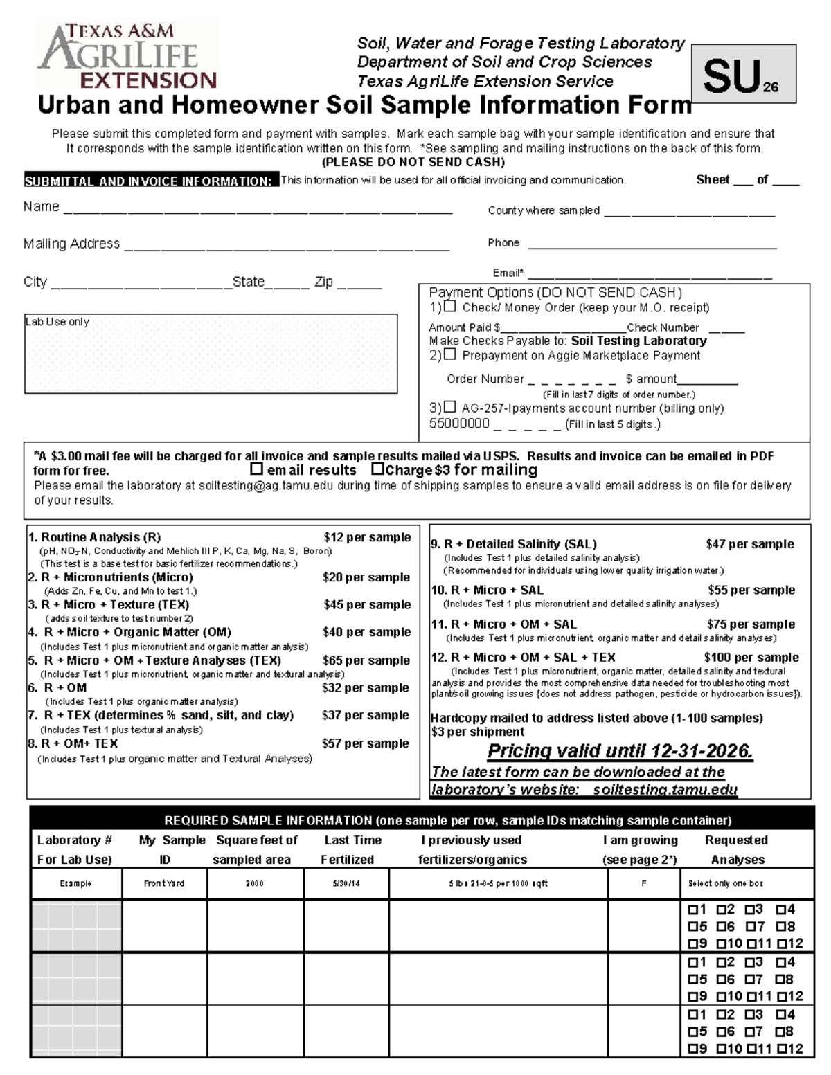 Soil Testing Submission Guide for SU Urban & Homeowner Samples - Studocu