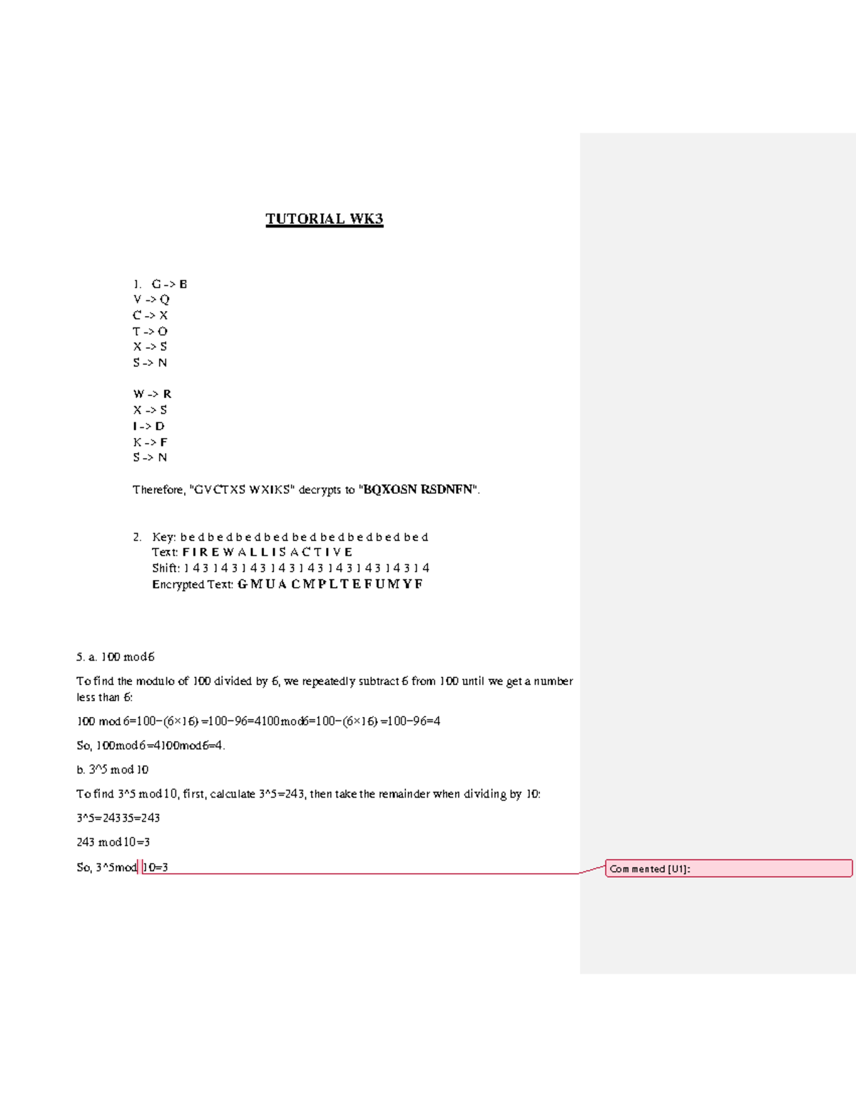 S11208482 wk3 tutorial - TUTORIAL WK 1. G - > B V - > Q C - > X T - > O ...