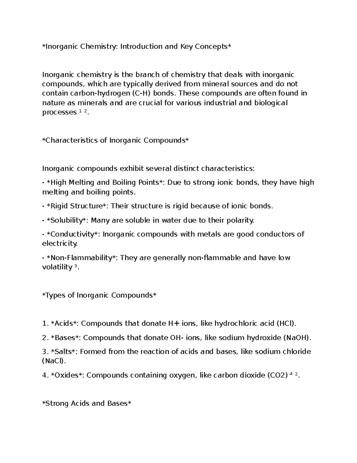 Inorganic Chemistry: Intro & Key Concepts (CHEM 101) - Studocu