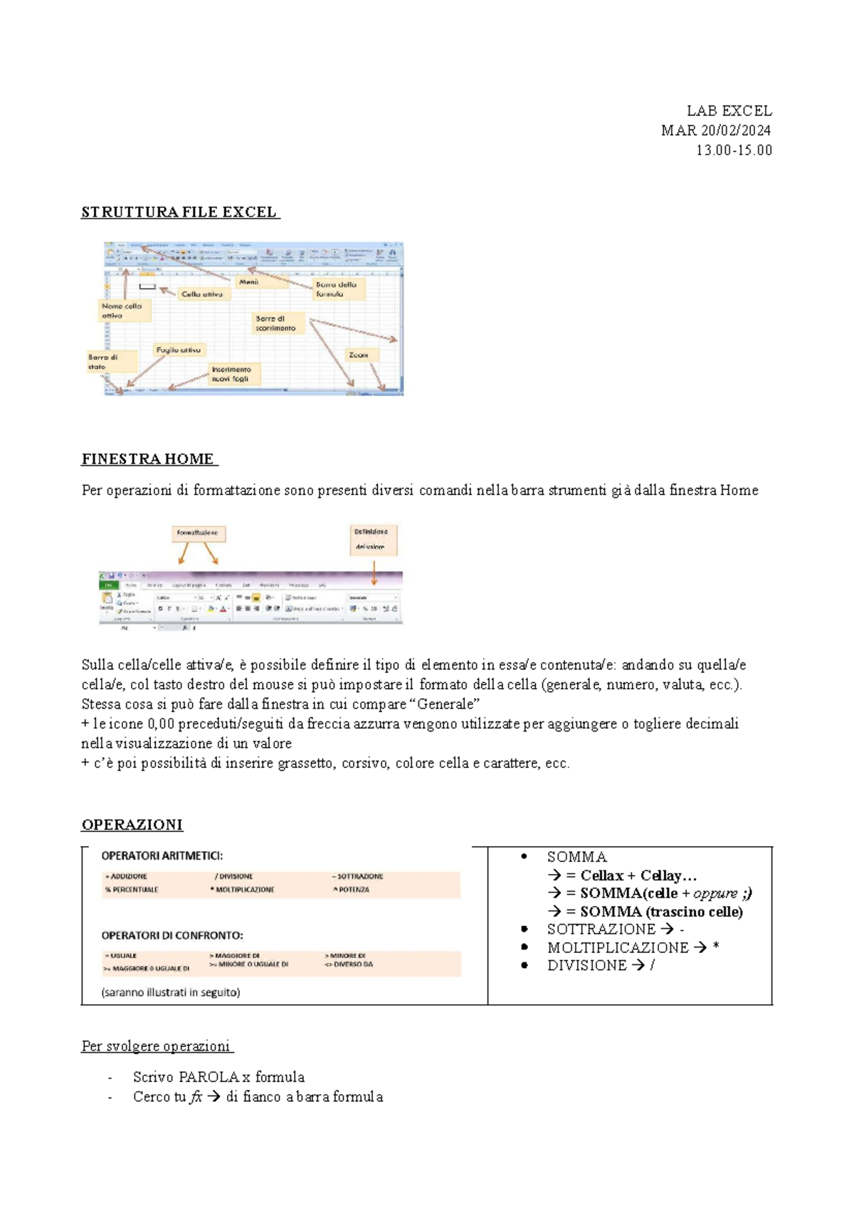 LAB EXCEL MAR: Guida alle Funzioni e Formattazione in Excel - Studocu