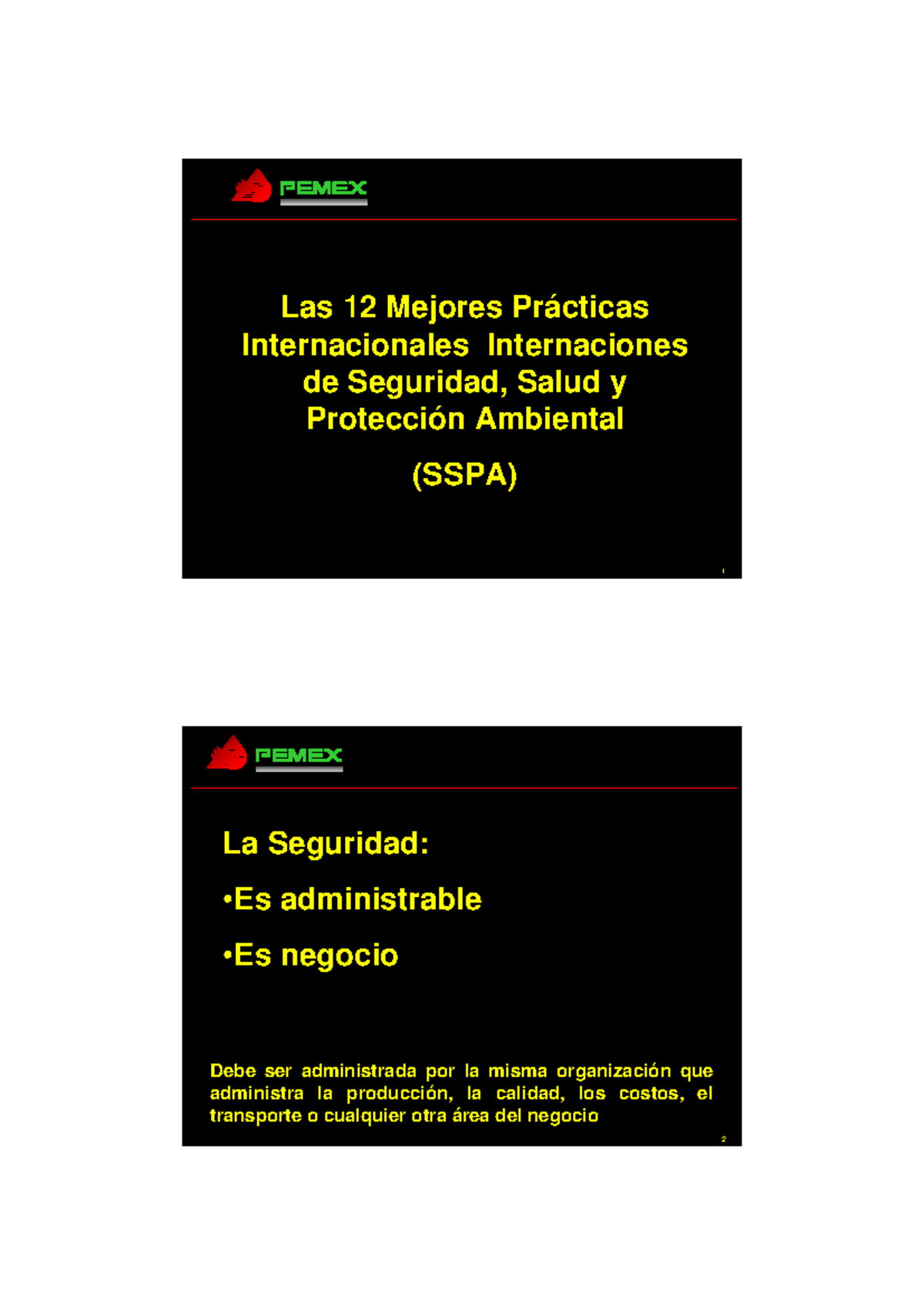 12 Mejores Prácticas Internacionales de SSPA: Seguridad y Salud - Studocu
