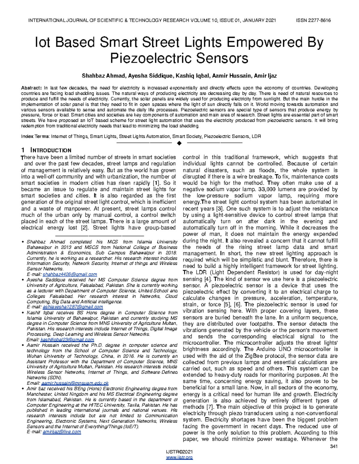 IoT-Based Smart Street Lights Using Piezoelectric Sensors - Studocu