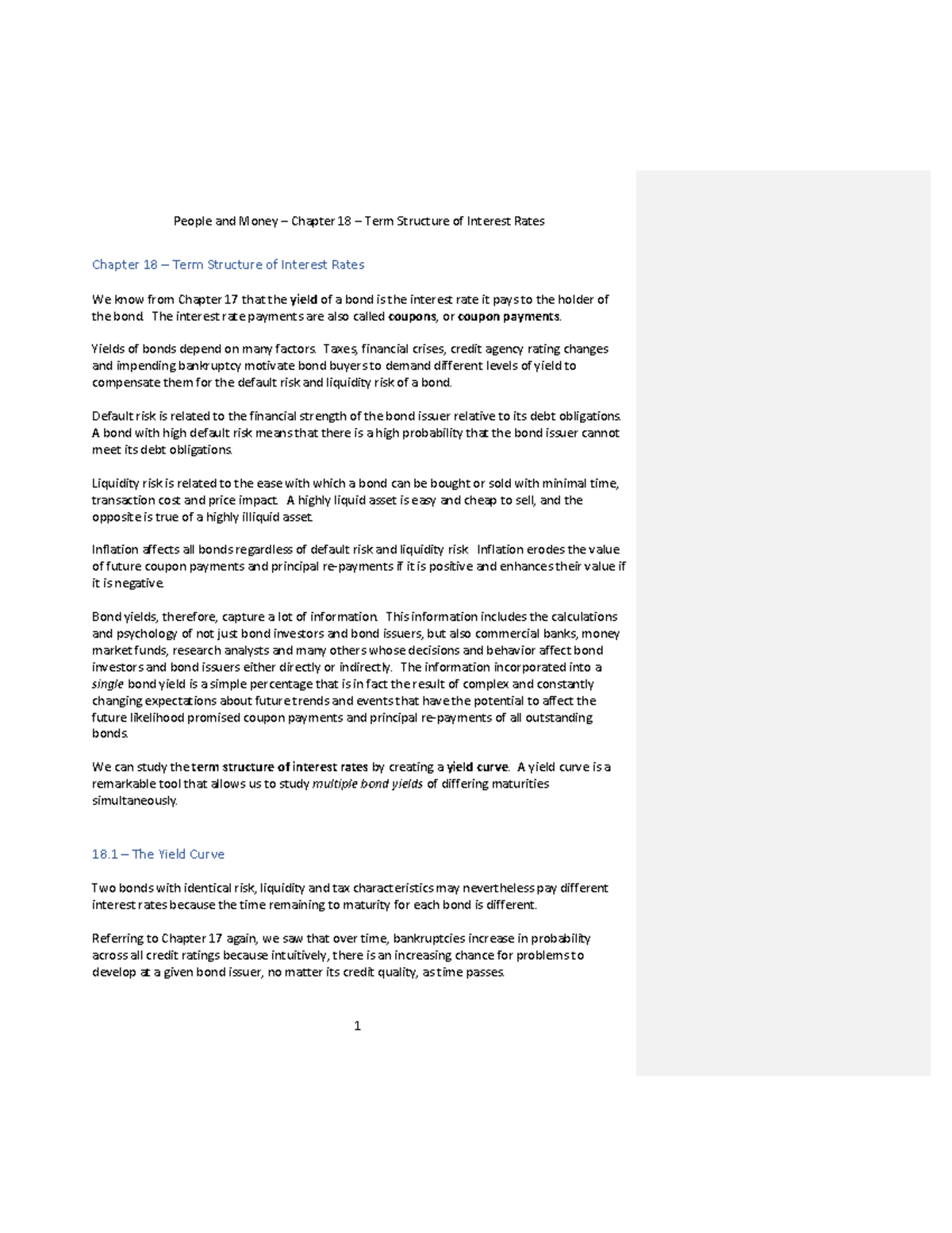People and Money - Chapter 18: Analyzing the Term Structure of Interest ...