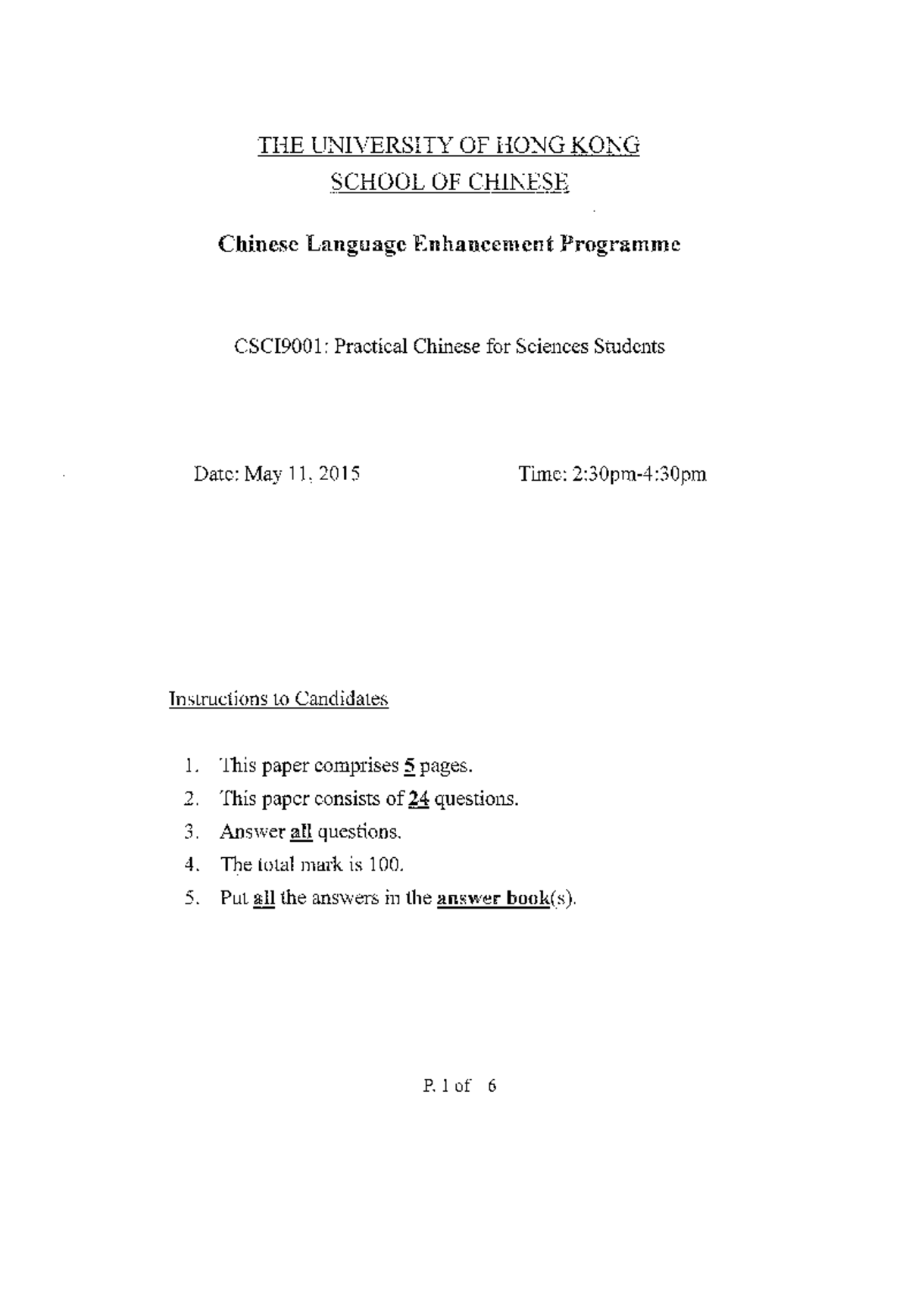 CSCI9001: Practical Chinese for Sci Students Midterm Exam Notes - Studocu