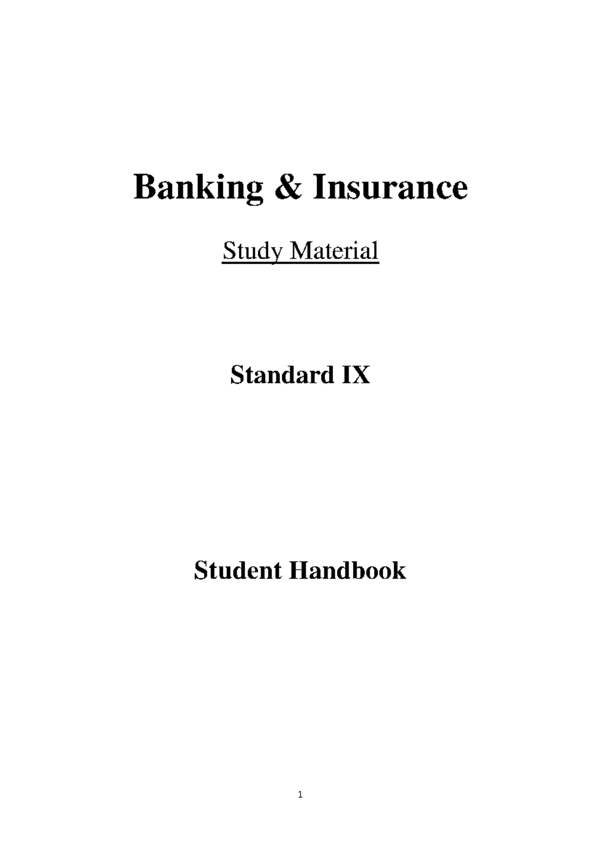 Banking & Insurance Study Material for Standard IX - Studocu