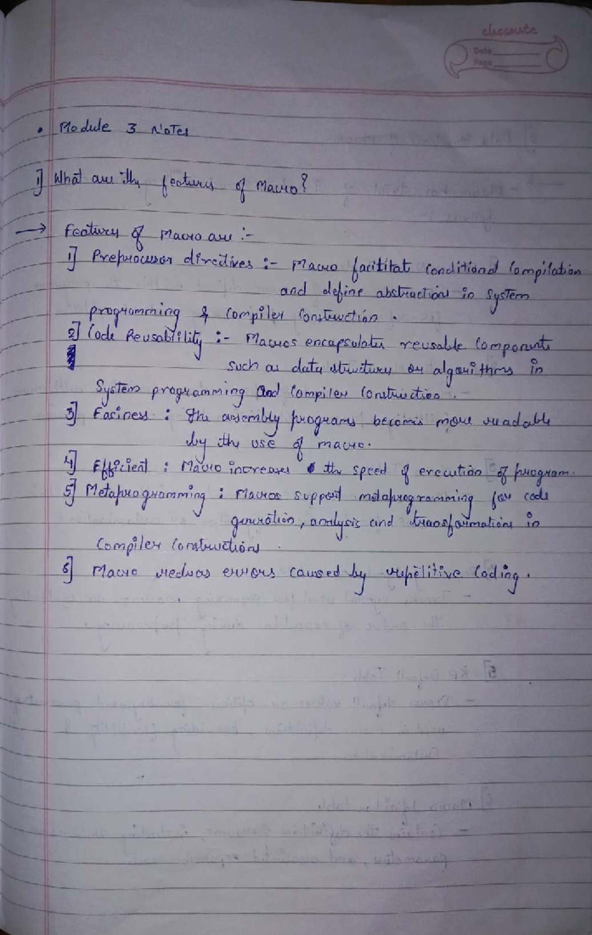 SPCC Module 3, 4, 5, 6: Features of Macros and Loader Functions - Studocu