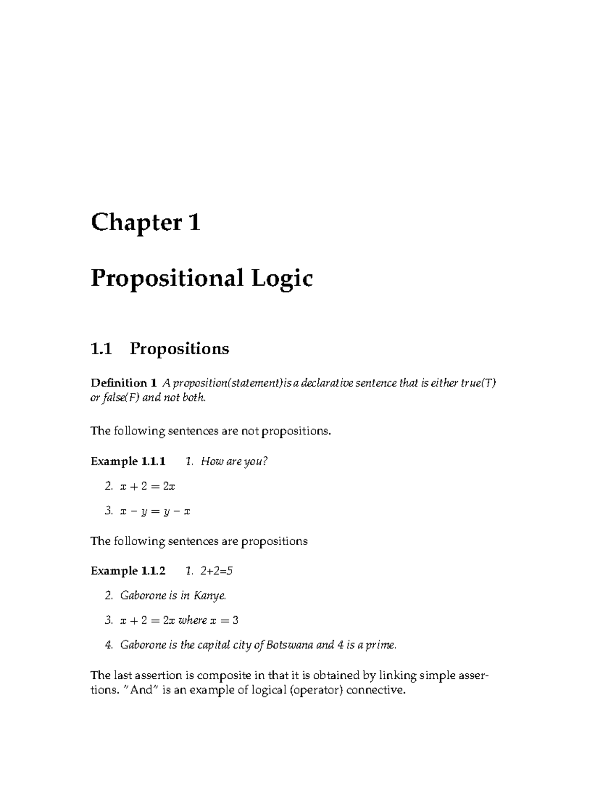 Chapter 1: Propositional Logic - 2023MAT211 Notes - Studocu