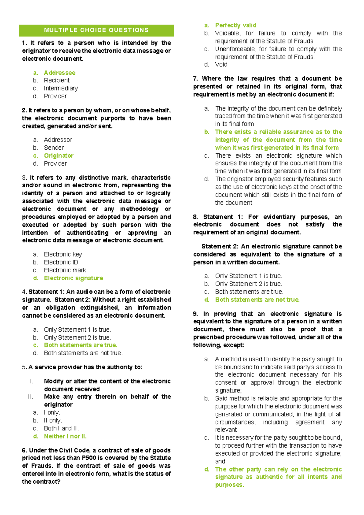 E-COMMERCE MCQs - RFLIB: Multiple Choice Questions on Electronic ...