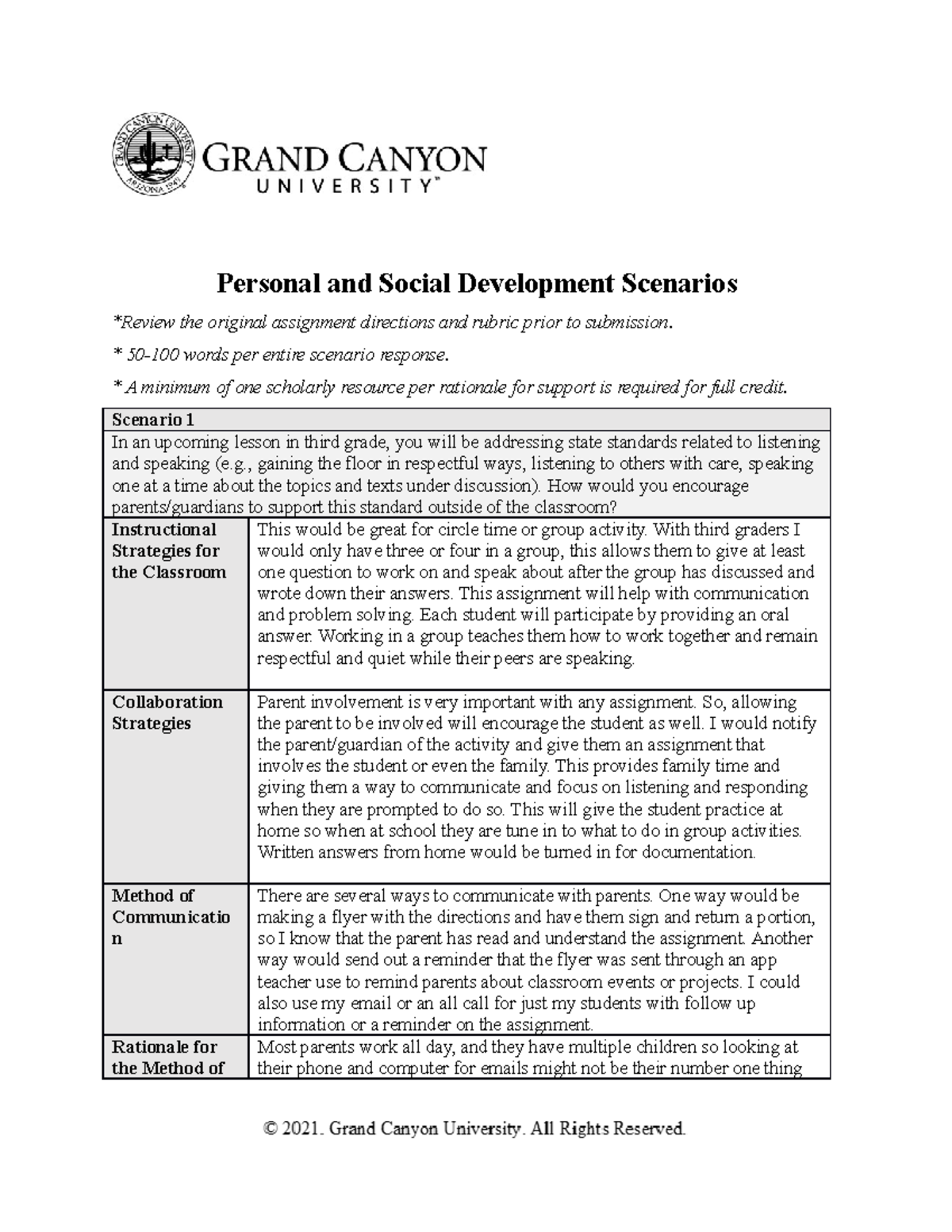 ELM-200-T5-Personal and Social Development Scenarios Assignment - Studocu