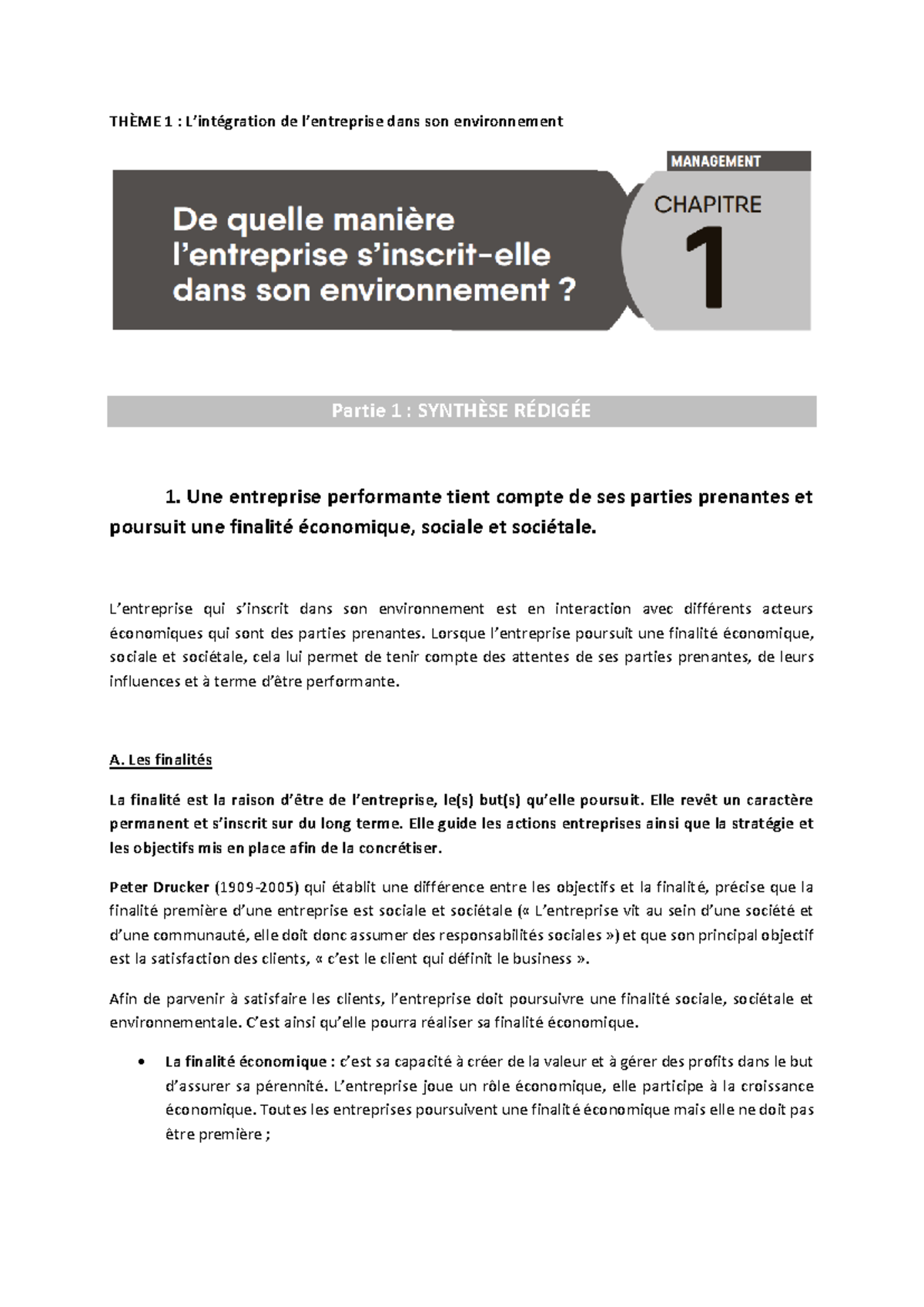 A1 - Cours T1 : Synthèse sur la Culture Managériale et Parties ...