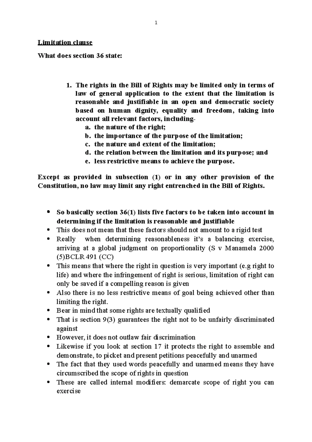 Limitations Clause Analysis: Constitutional Rights & Justifications ...