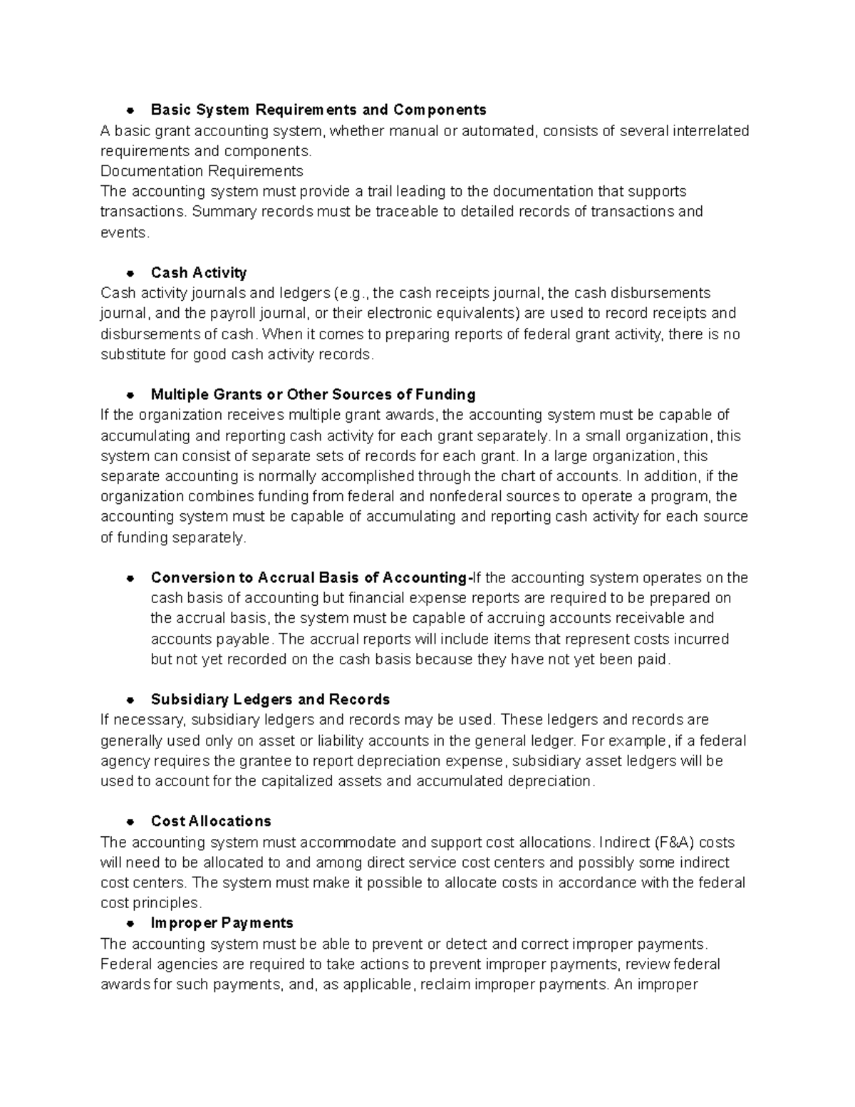 CPE - Grant Accounting System Requirements and Audit Guidelines - Studocu