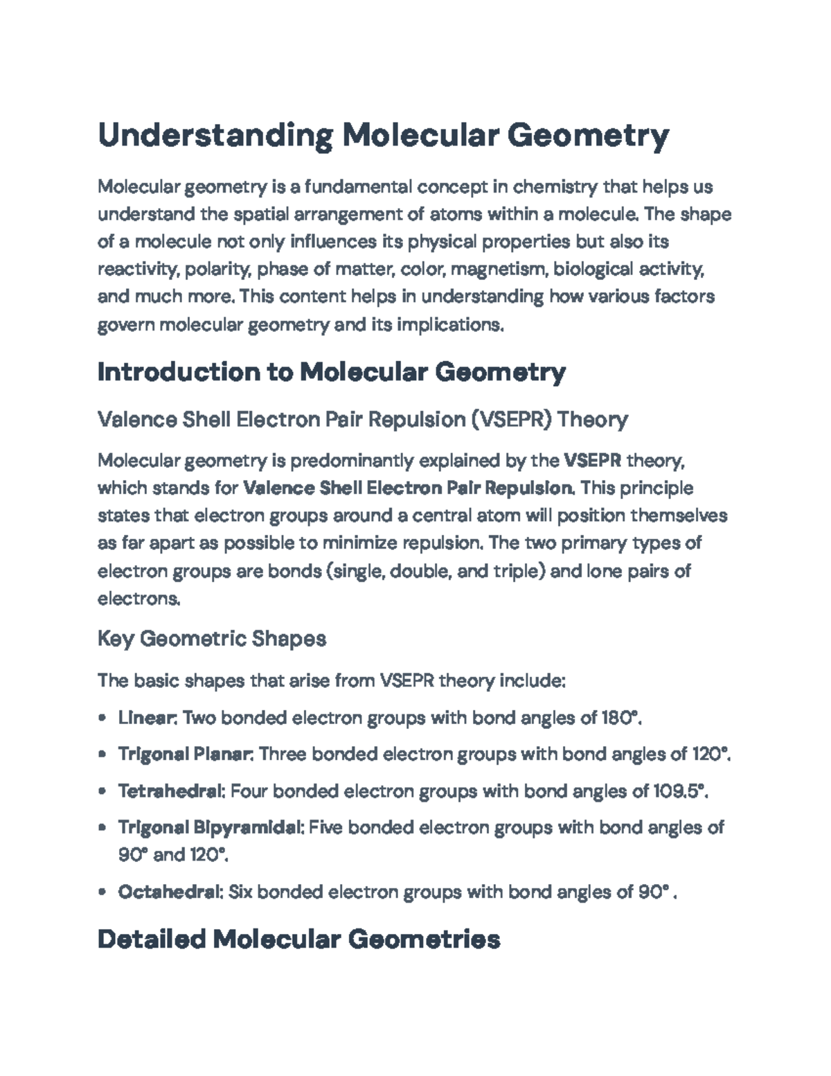 Understanding Molecular Geometry: A Guide to VSEPR Theory and Shapes ...