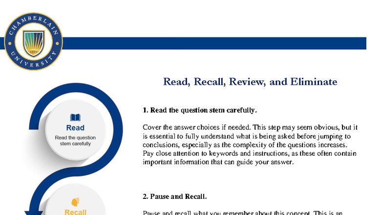 UNIV Study Guide: Read, Recall, Review & Eliminate Strategies - Studocu