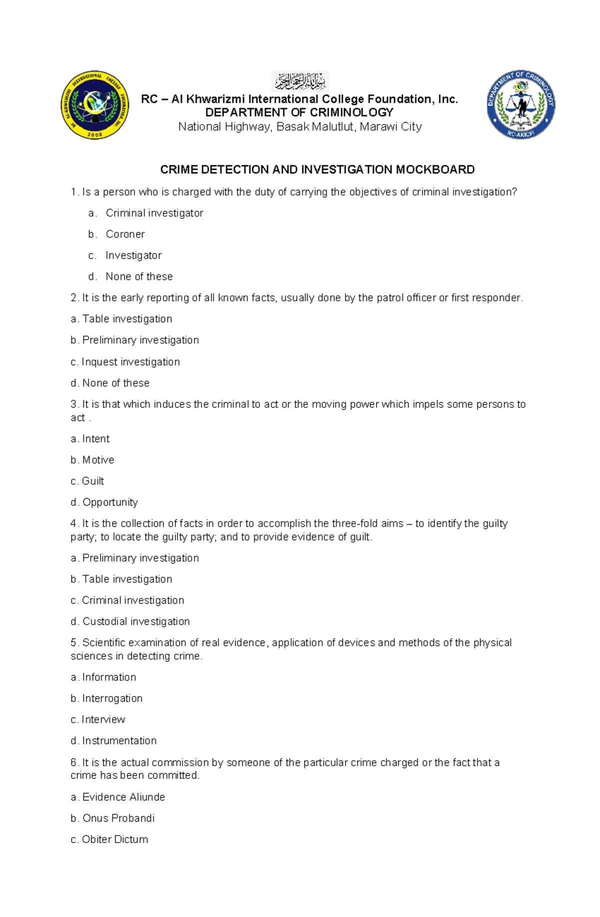 CDI Mockboard Exam Review 2024: Key Concepts and Questions - Studocu