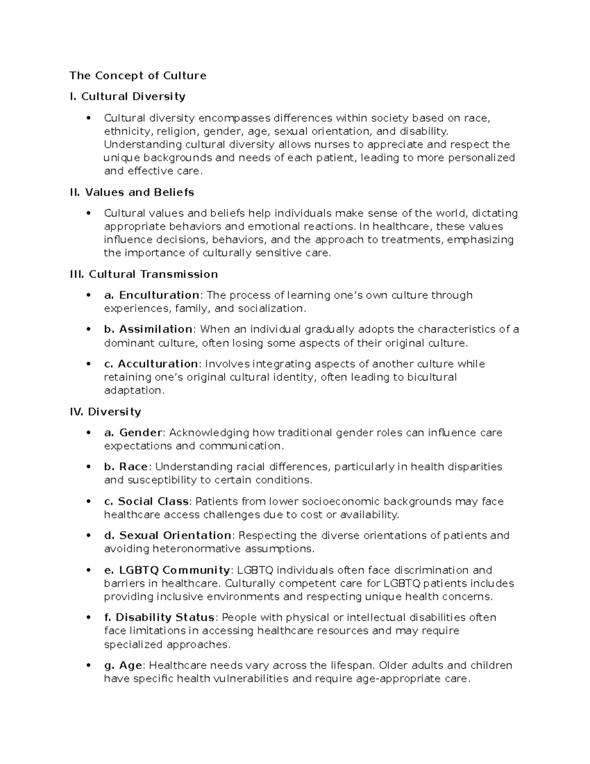 The Concept of Culture - Lecture Notes - The Concept of Culture I ...