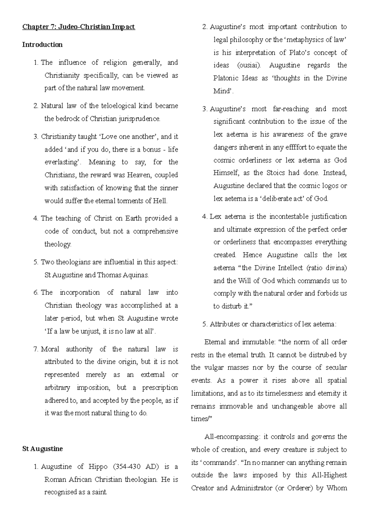 Chapter 7: The Judeo-Christian Influence on Natural Law - Studocu