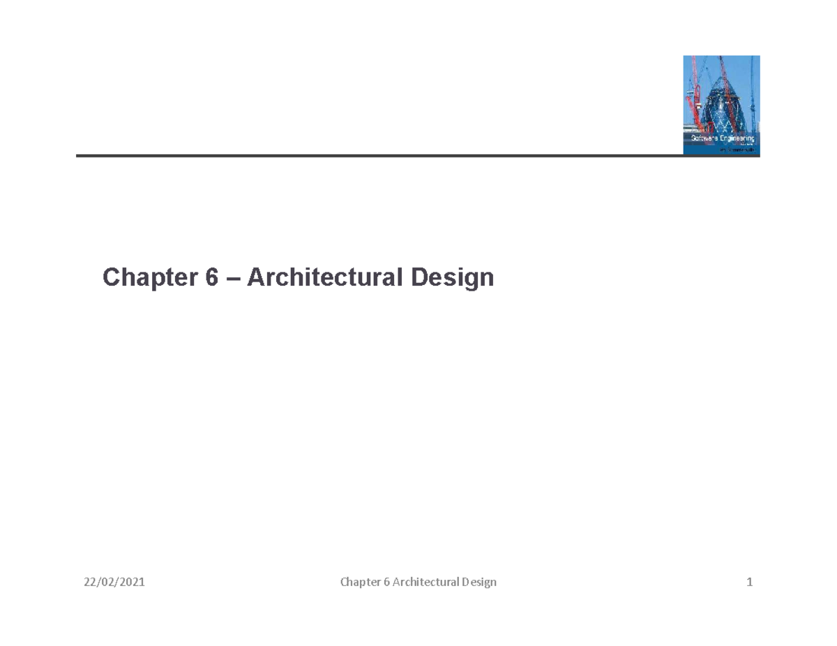 Lecture 06 - Architectural Design: Key Concepts and Models - Studocu