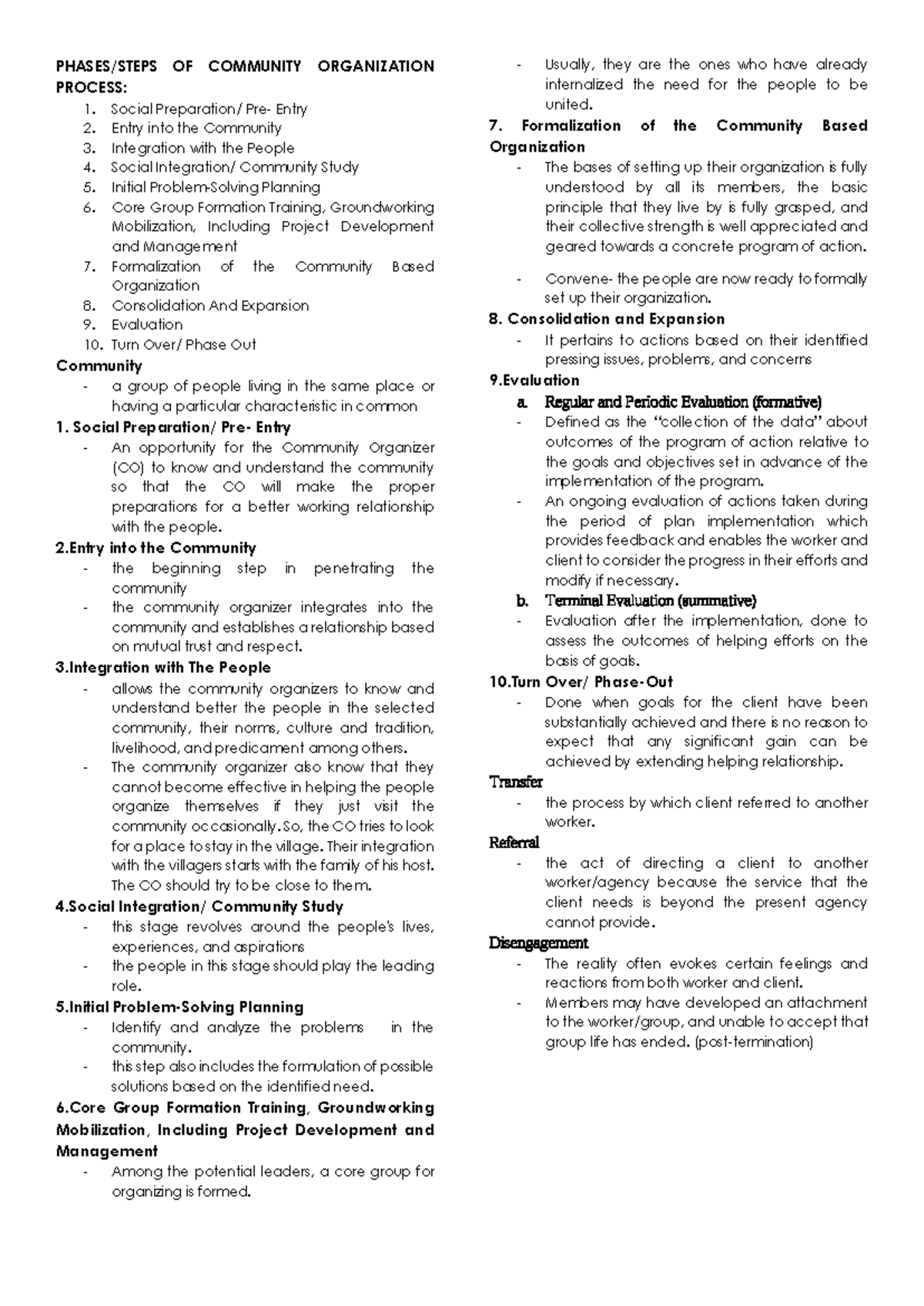 Phases/Steps of Community Organization (CO 101) - Detailed Guide - Studocu