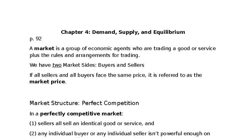 Chapter 4: Demand, Supply, and Equilibrium - Lecture Notes - Studocu