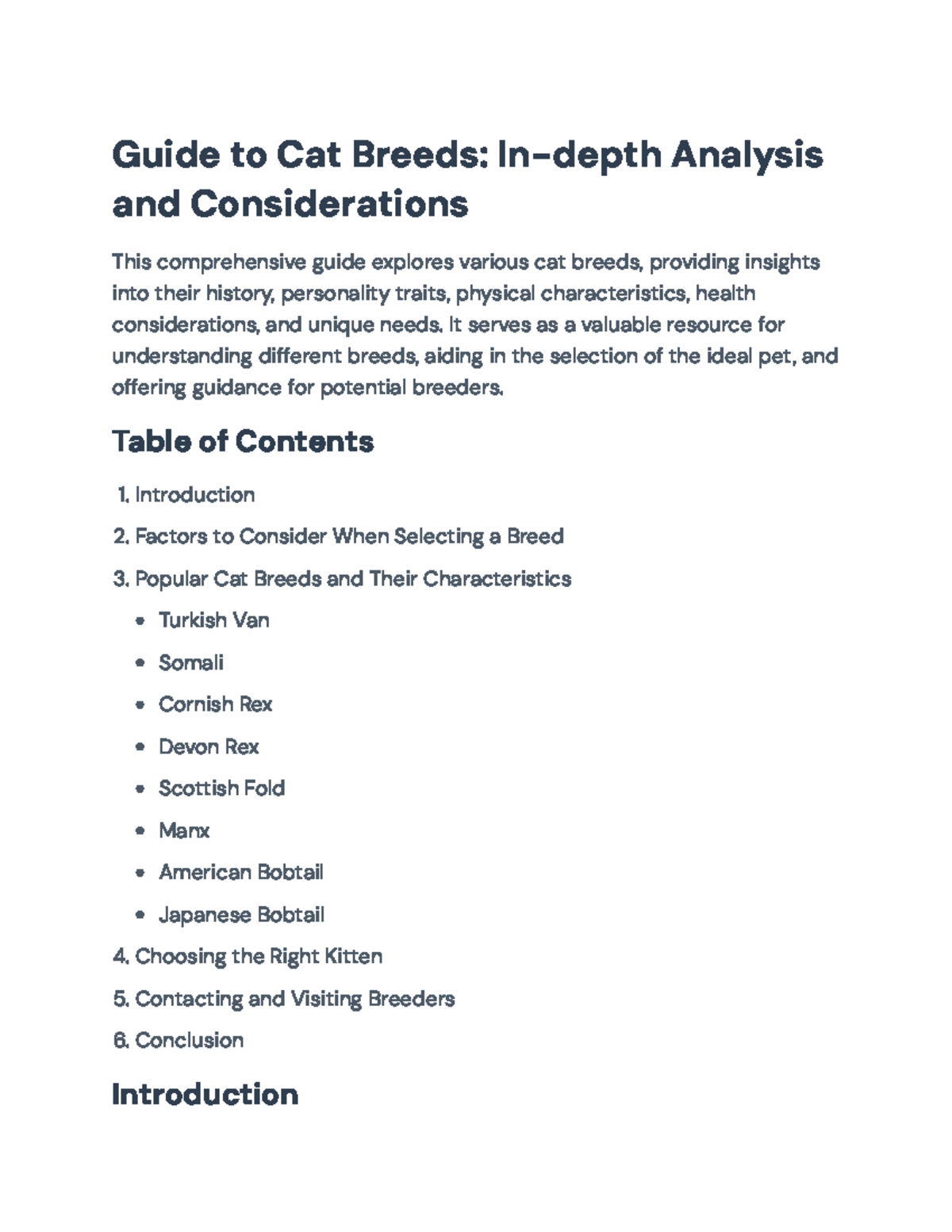 Comprehensive Guide to Cat Breeds: History, Traits & Care ...