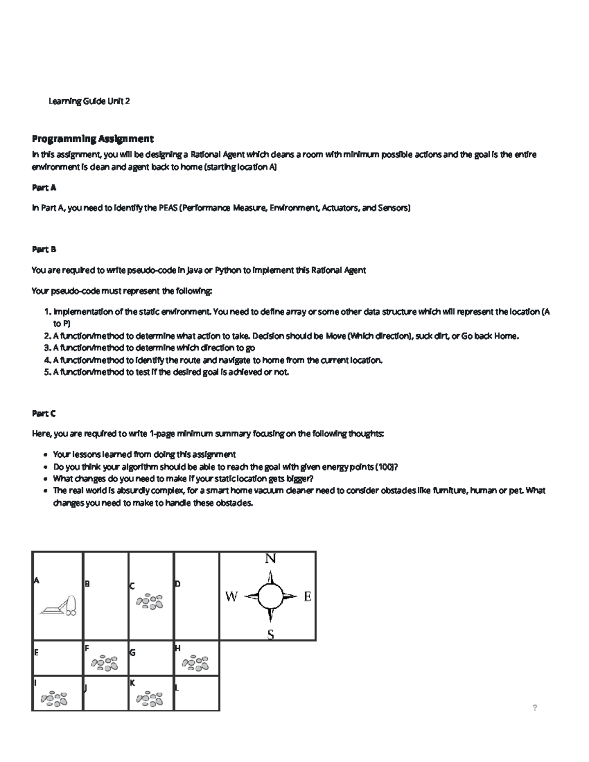 Unit 2 Programming Assignment: Designing a Rational Agent - Studocu