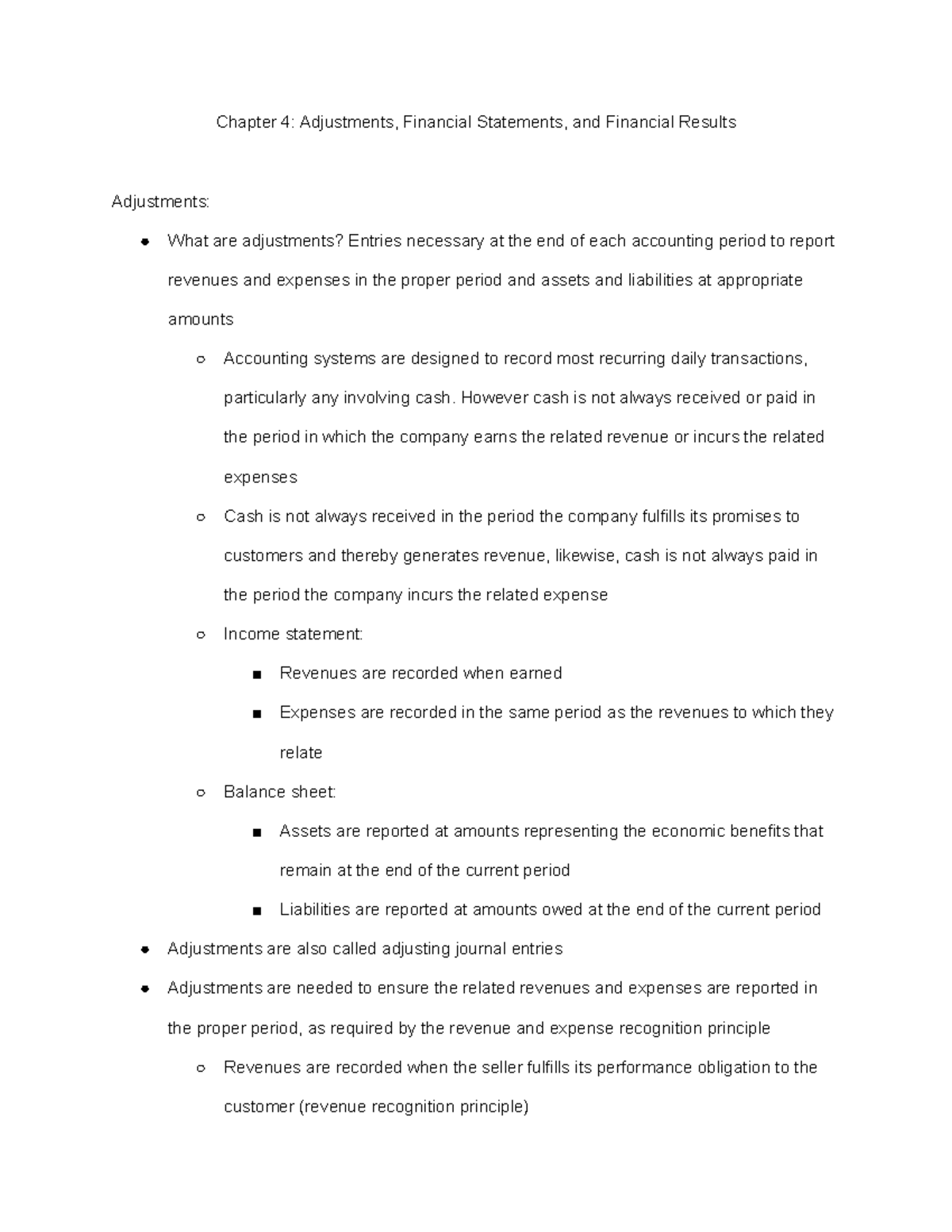 Chapter 4 Notes: Adjustments & Financial Statements in Accounting - Studocu