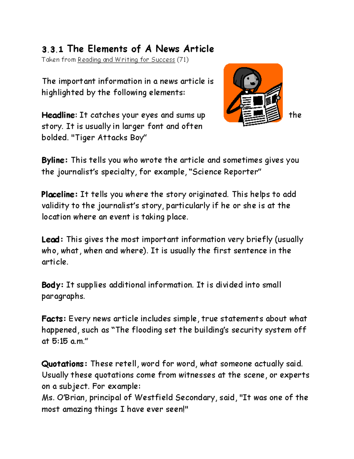 2.6 Elements of a News Article Worksheet - Studocu